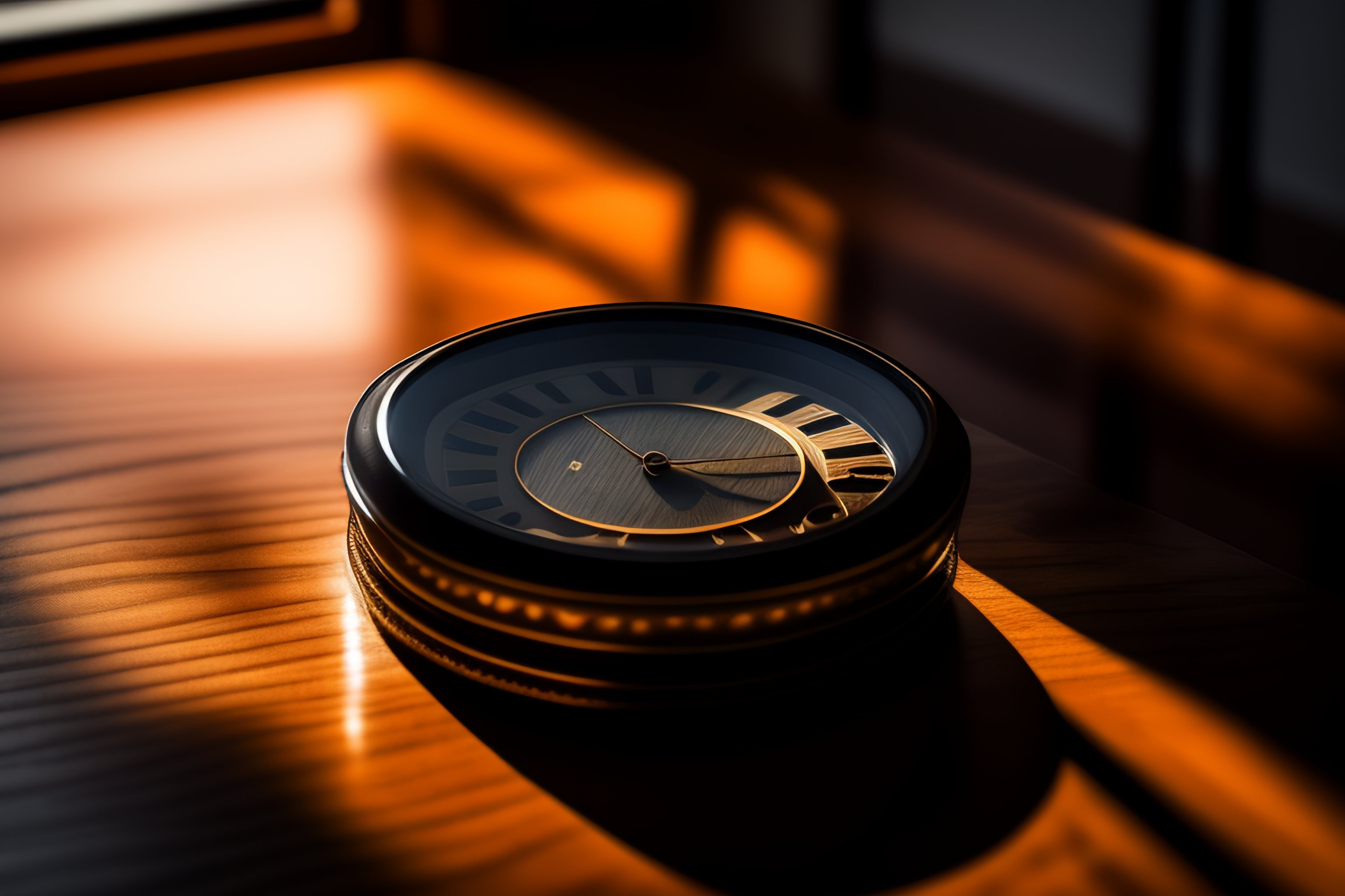 Lexica - This photograph shows an antique clock standing on a wooden ...