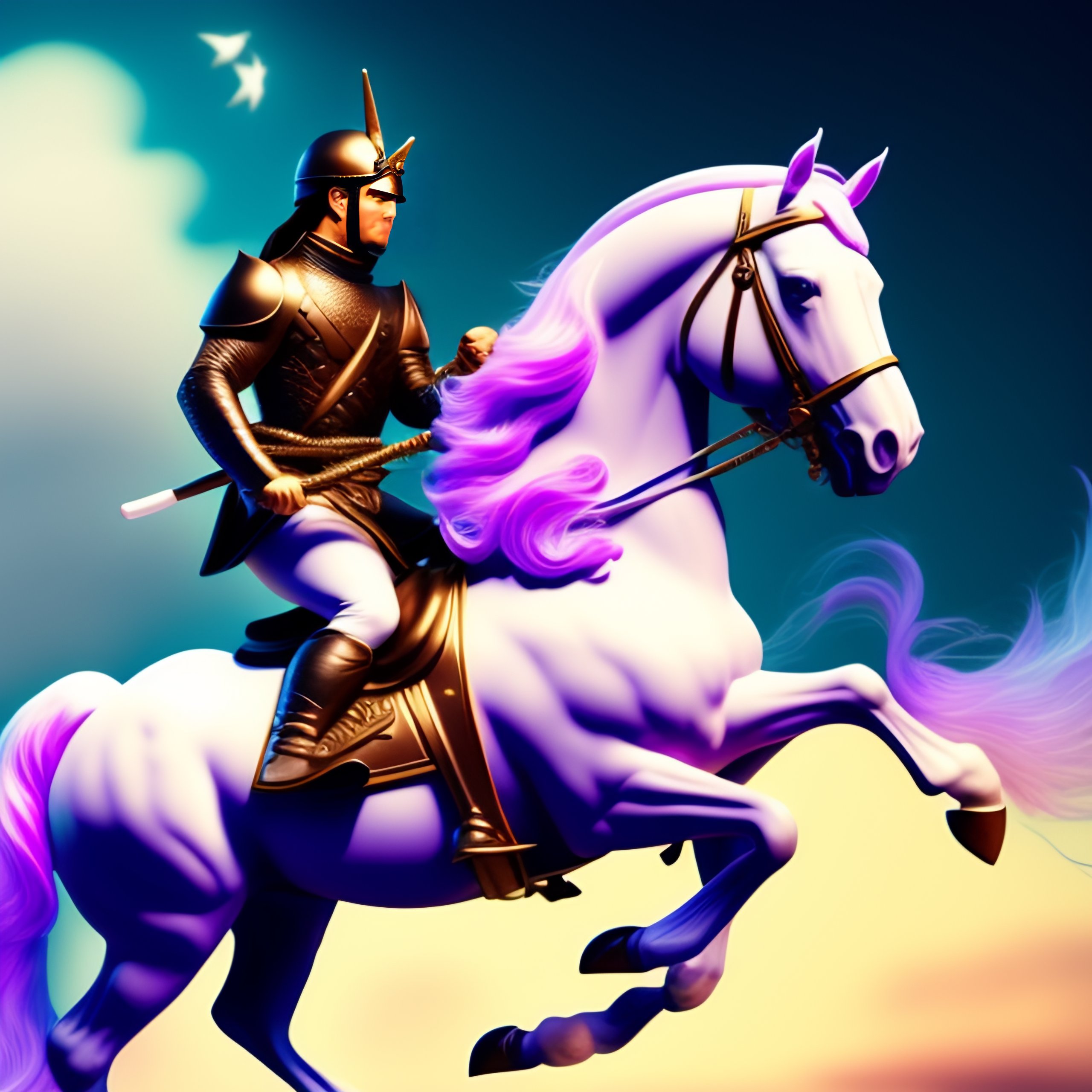 Lexica - A ninja riding on a unicorn