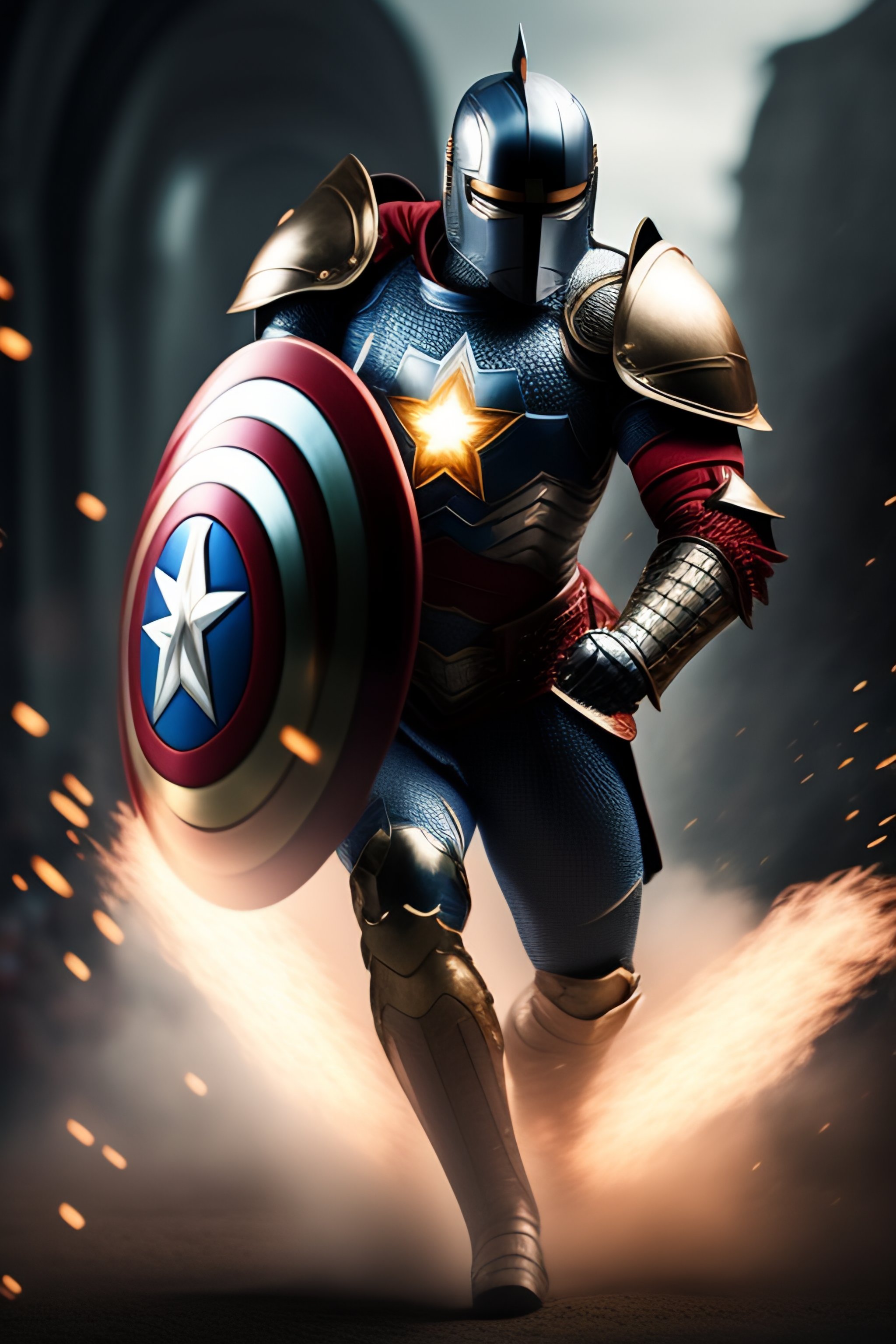 Lexica - Action shot of a knight wearing full plate armour throwing his ...