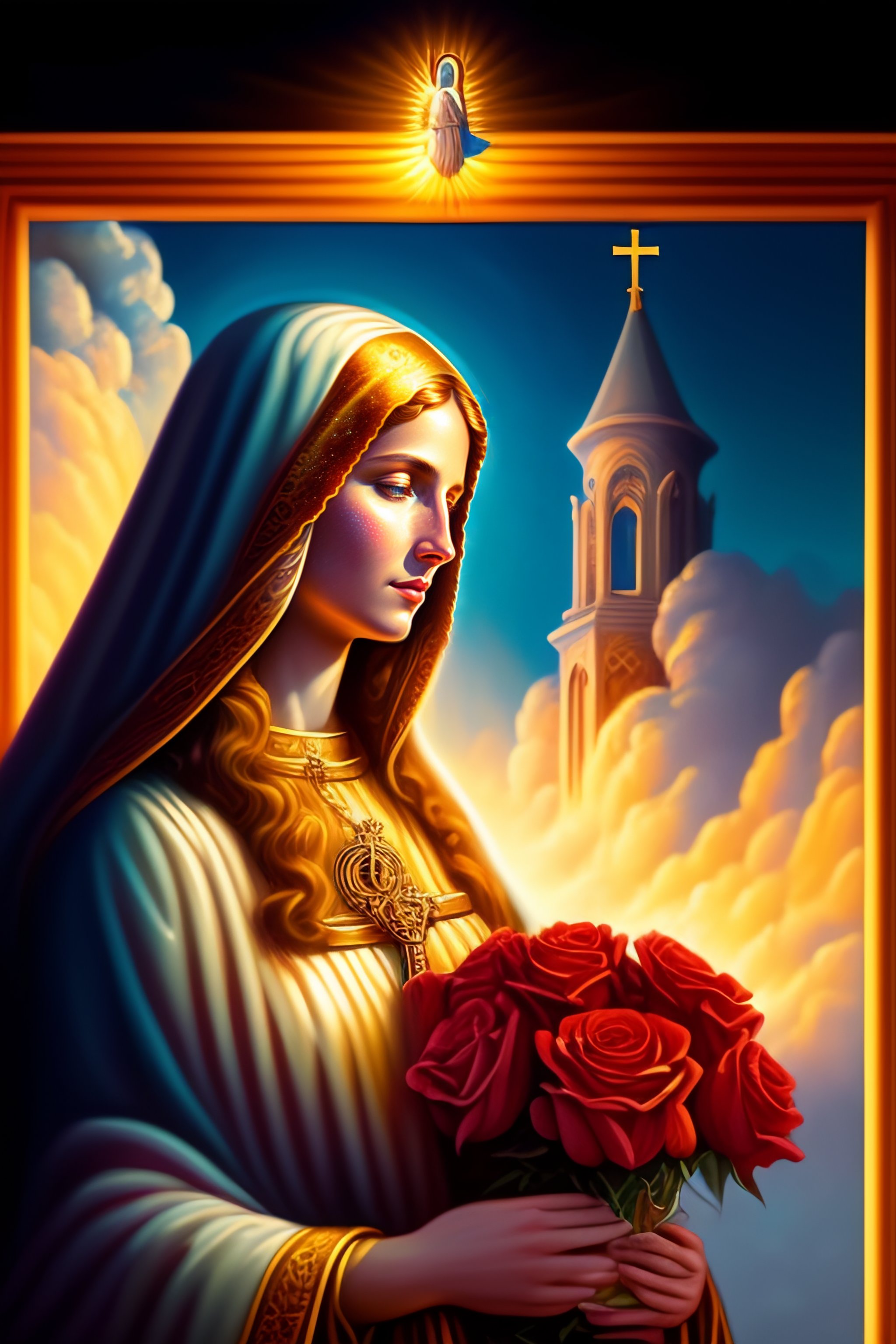 Mother Mary With Roses Wallpaper
