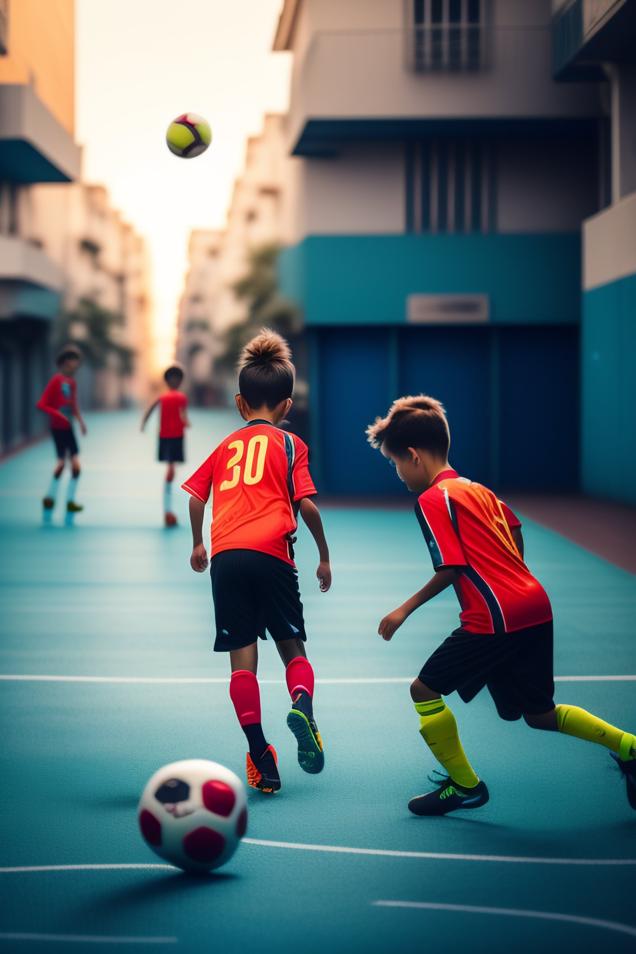 Lexica - Kids playing futsal in the streets