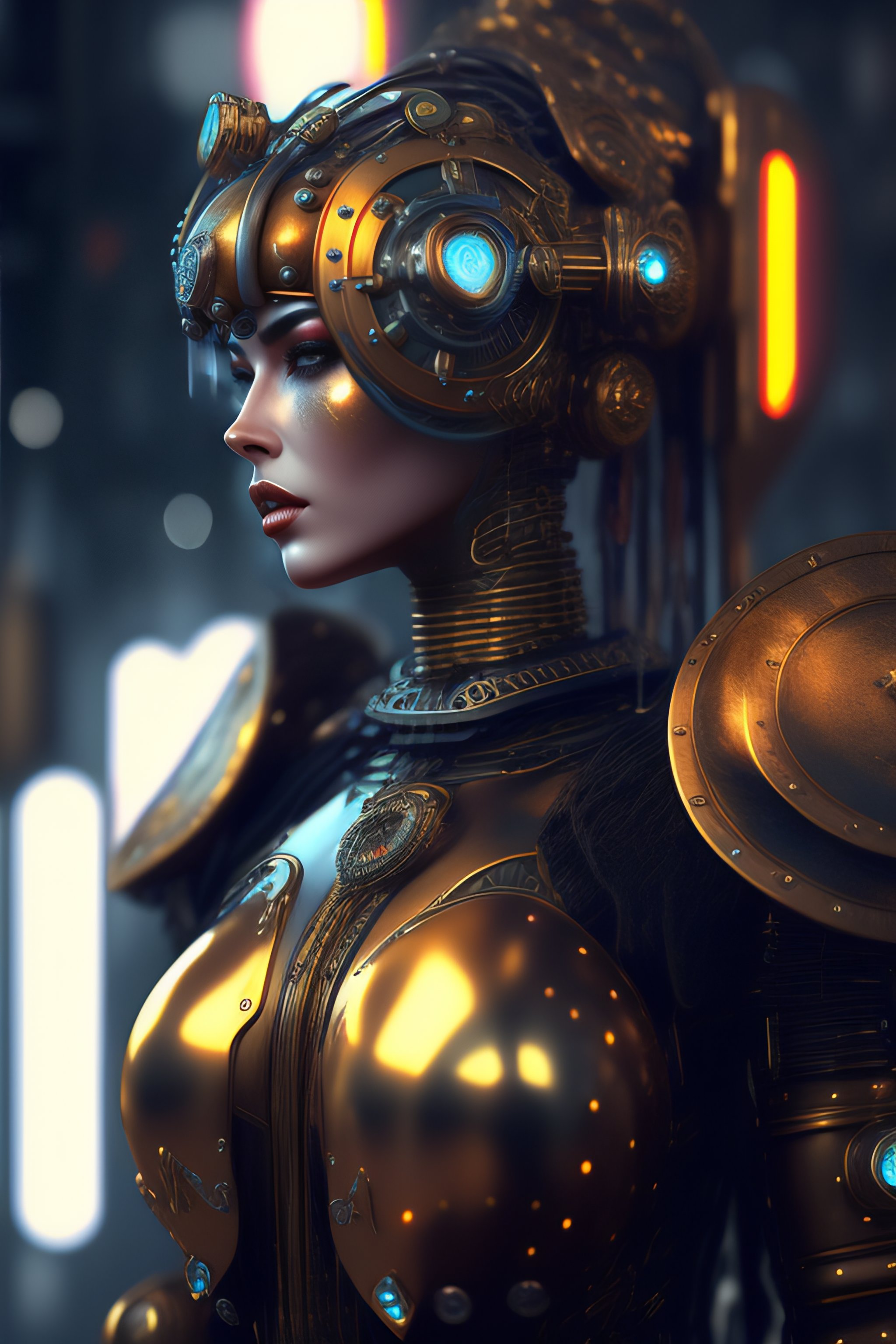 Lexica - Steampunk metal robot, cyborg android with a crown, wetlook ...