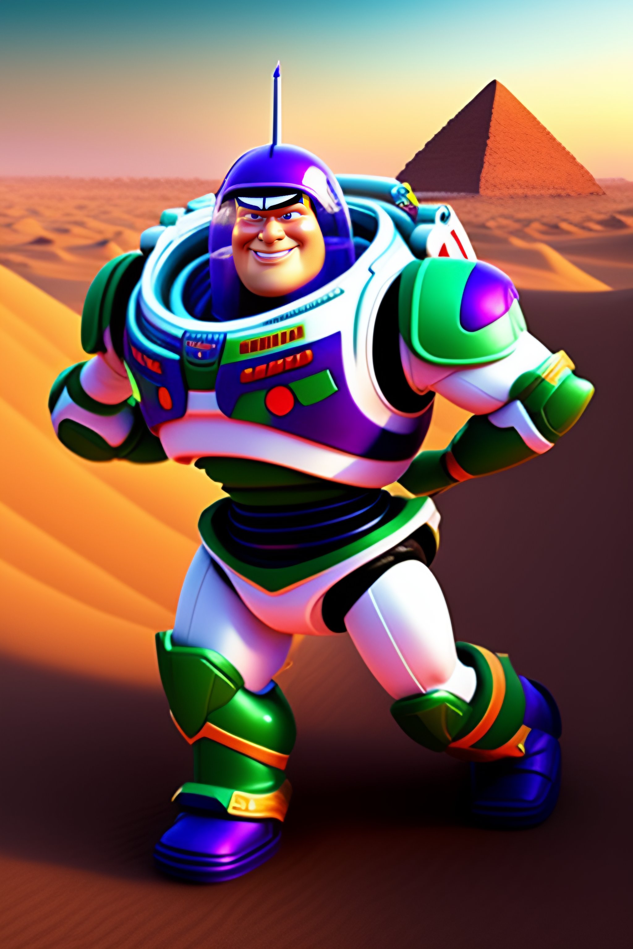 Lexica - Create a scene featuring Buzz Lightyear from Toy Story in egypt