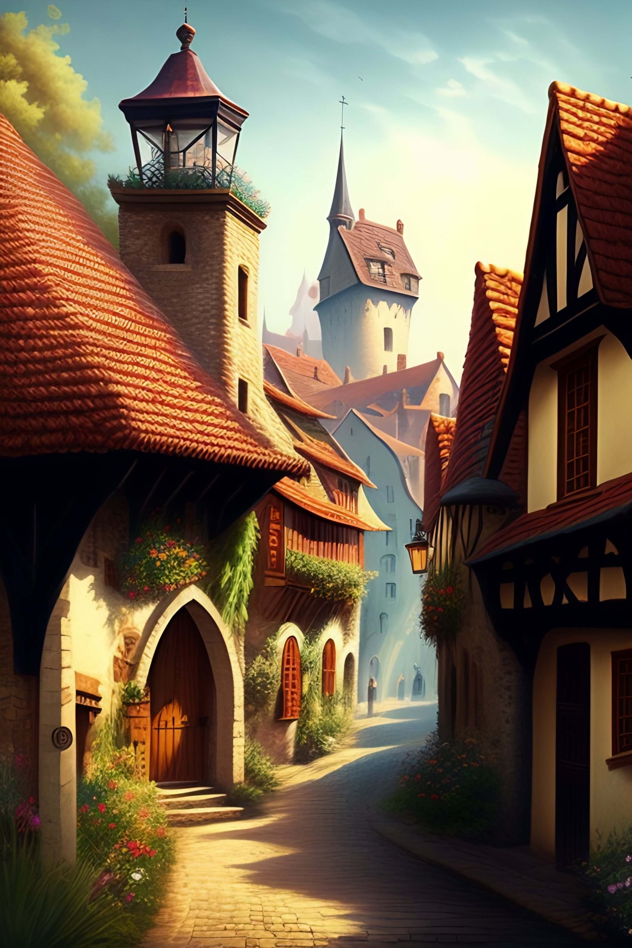 Lexica - Medieval Town , poster vintage