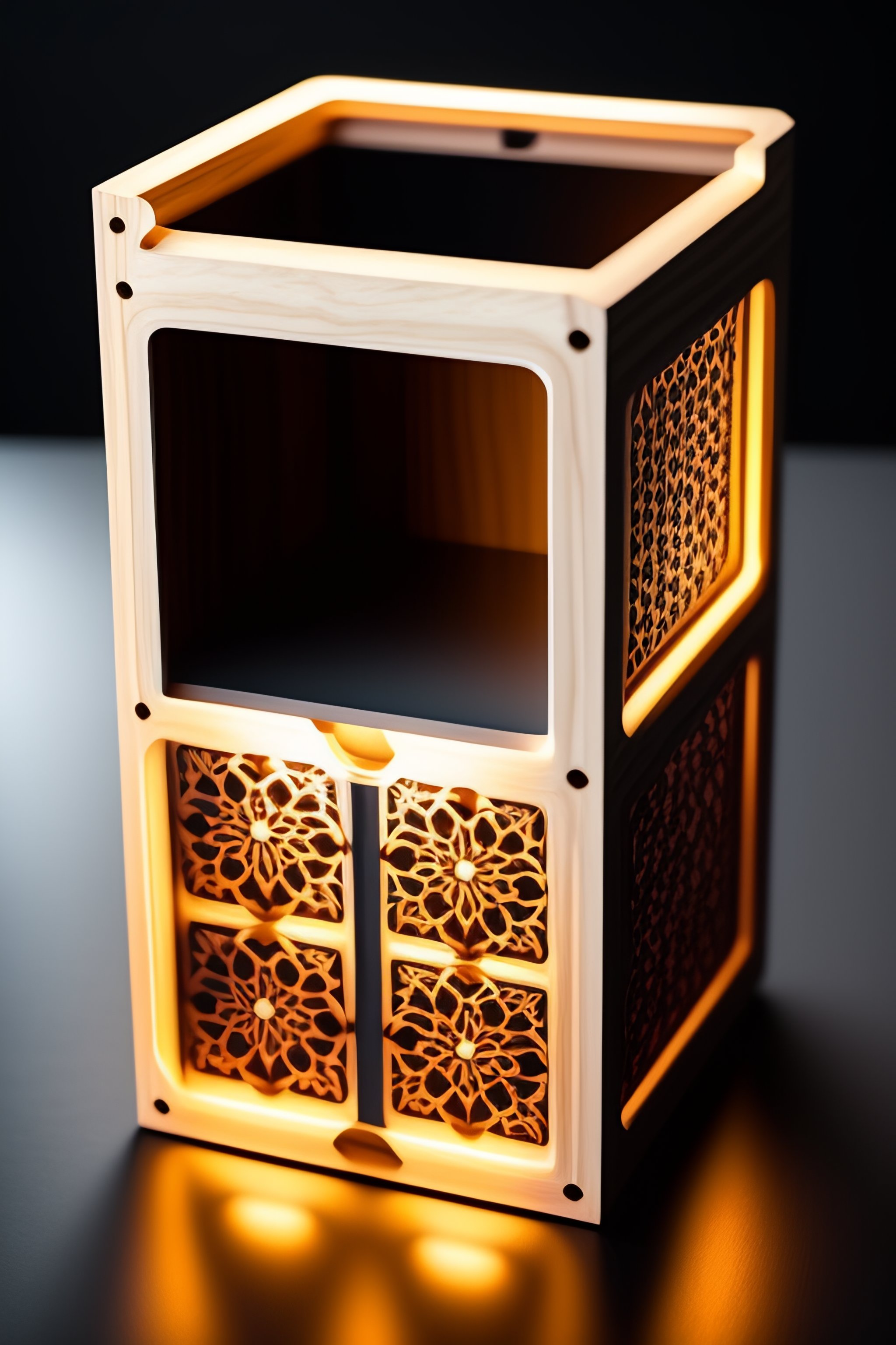 Lexica - Lasercut wood case box led MDF