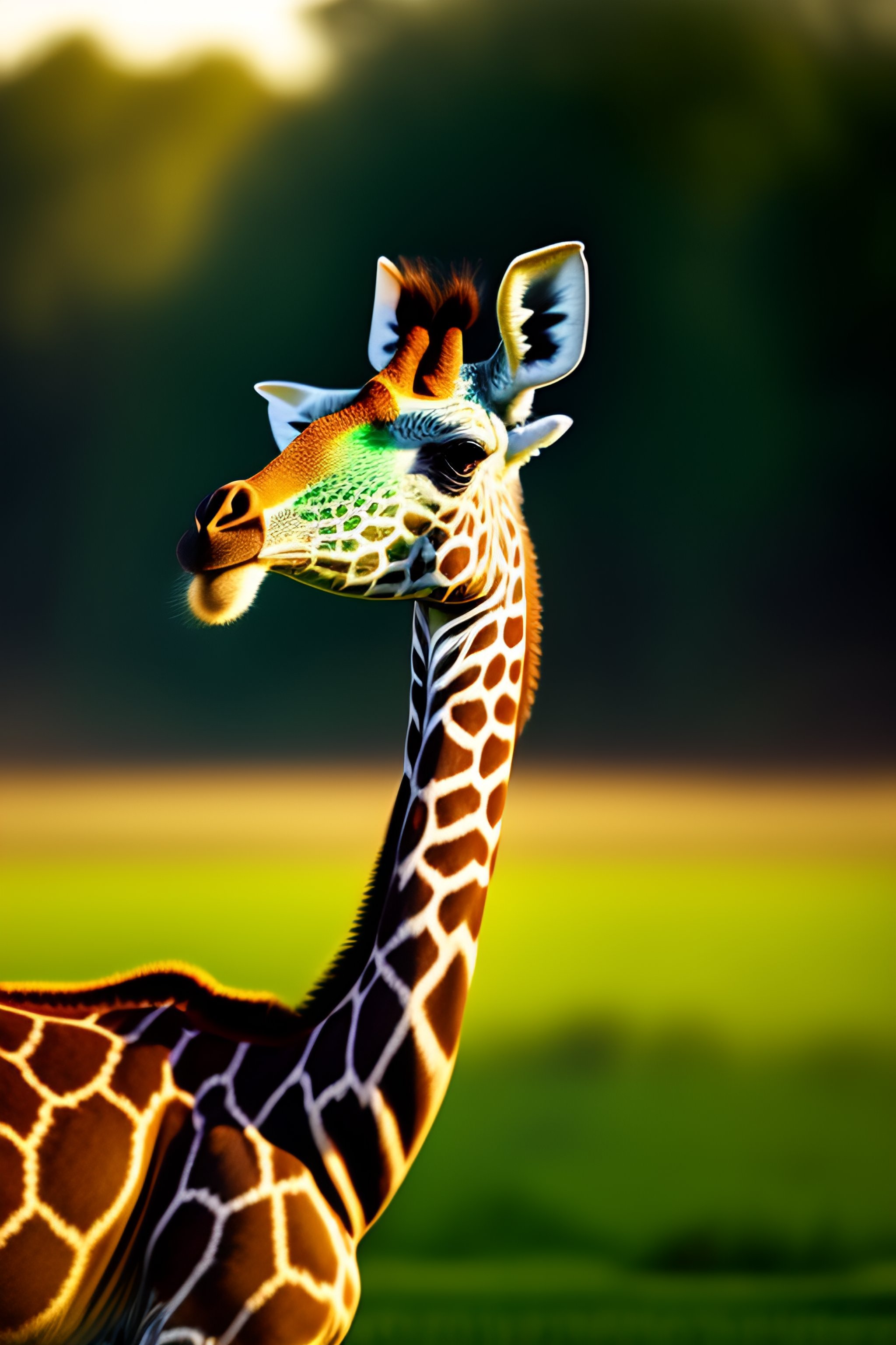 Lexica - Green giraffe eats a hare