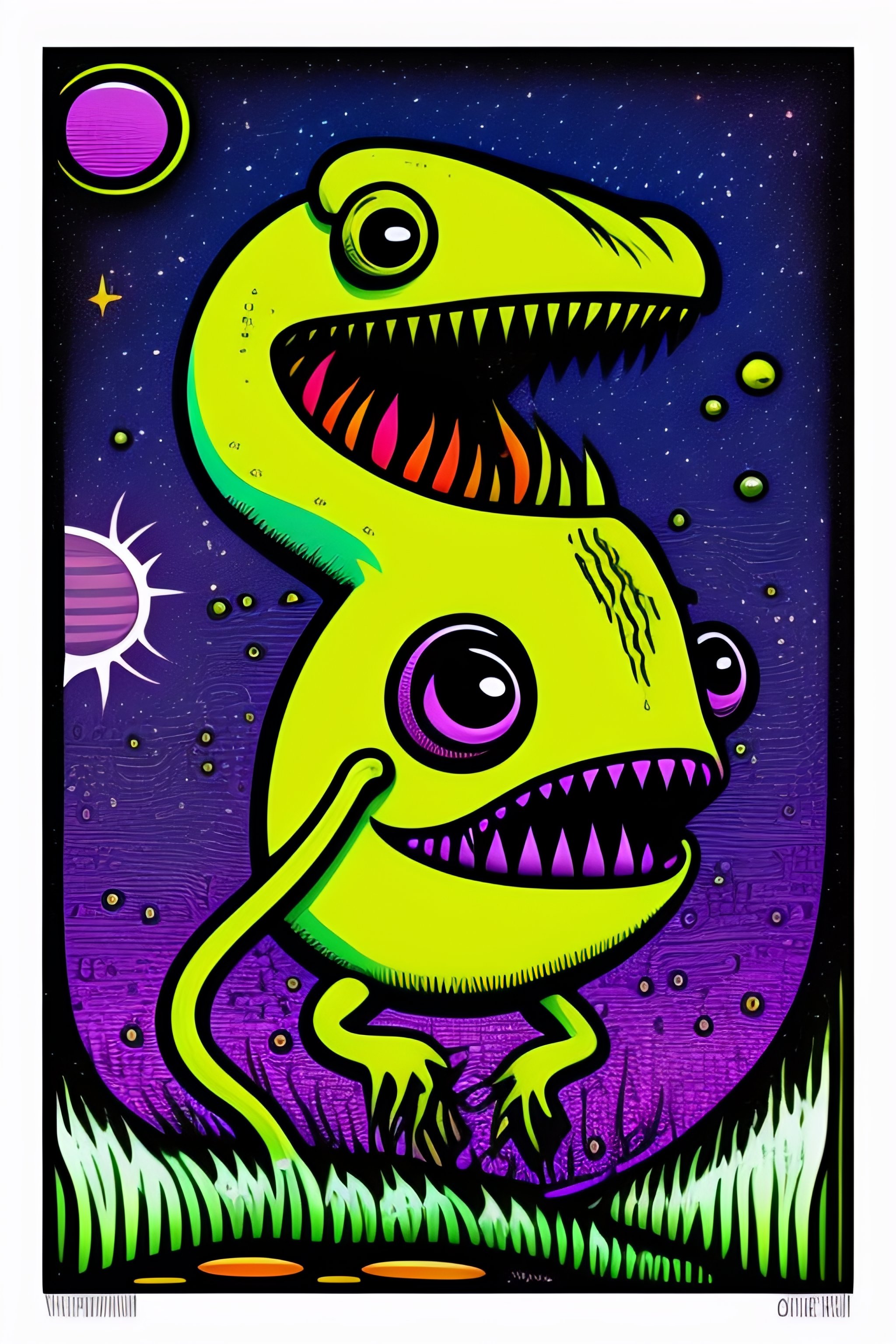 Lexica - Pop-Wonder-NFT Frumpy Swamp-Bog-Lizard-Alien-Monster-Head Dancing Sideways with a huge ...