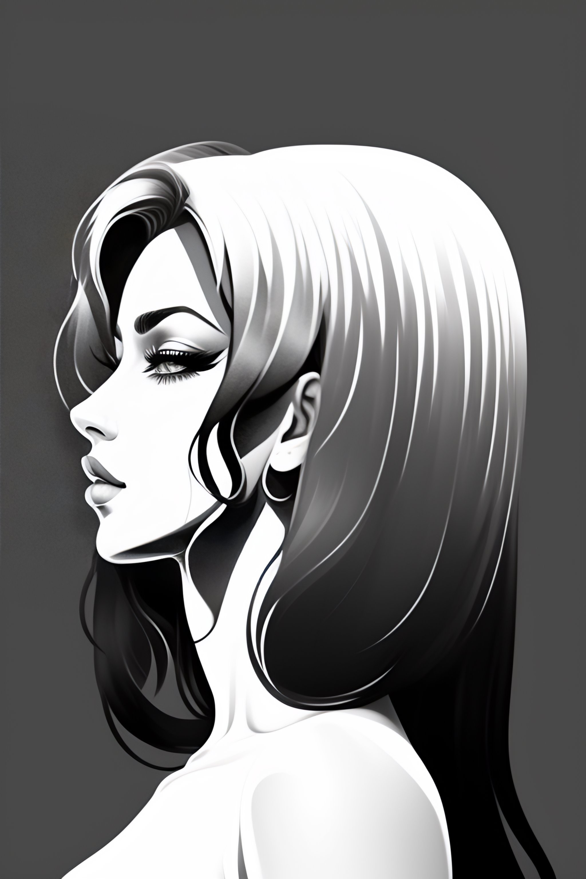 Lexica - Monochrome silhouette of a face, black and white, 2d, side ...