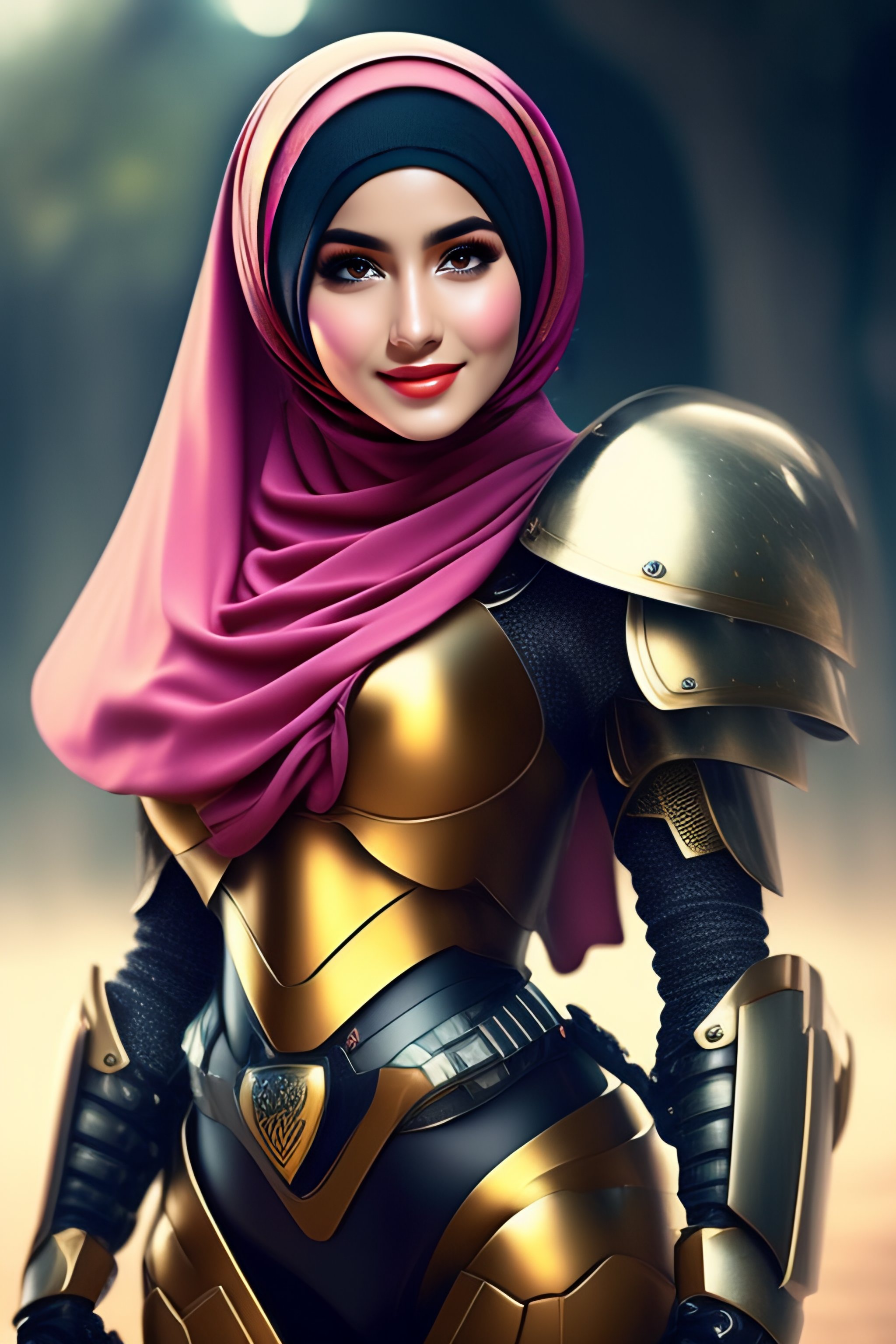 Lexica Cute Hijab Girl In Robotic Battle Armor