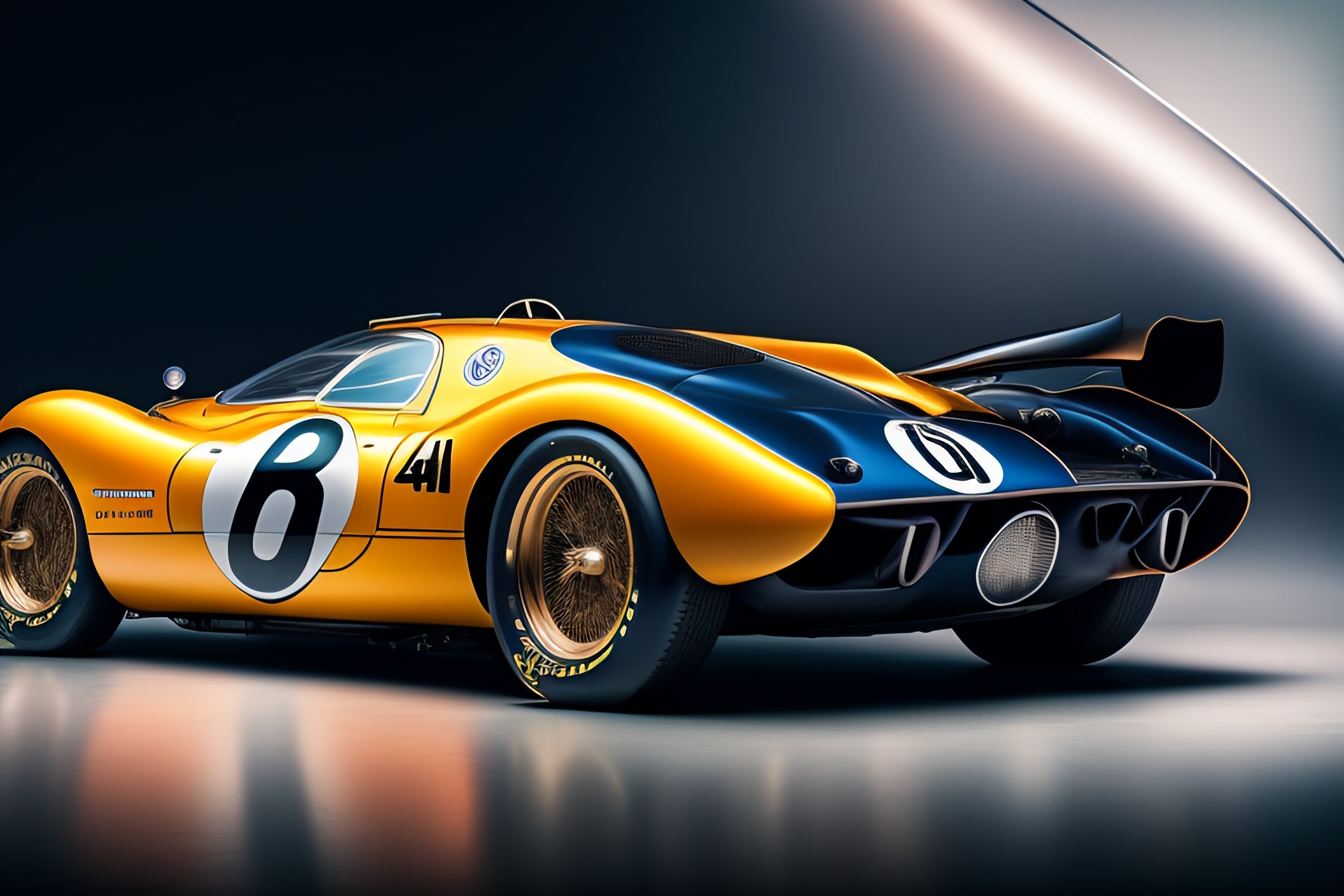 Lexica - A rear shot of a Bugatti 1966 prototype race car at le mans
