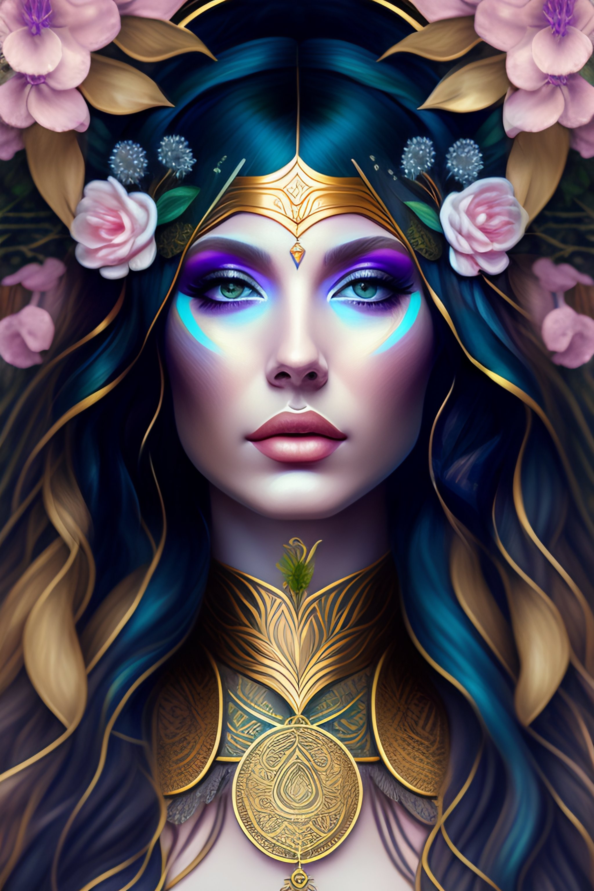 Lexica - A NeoPagan Goddess of Spring, inside her temple, in a style ...