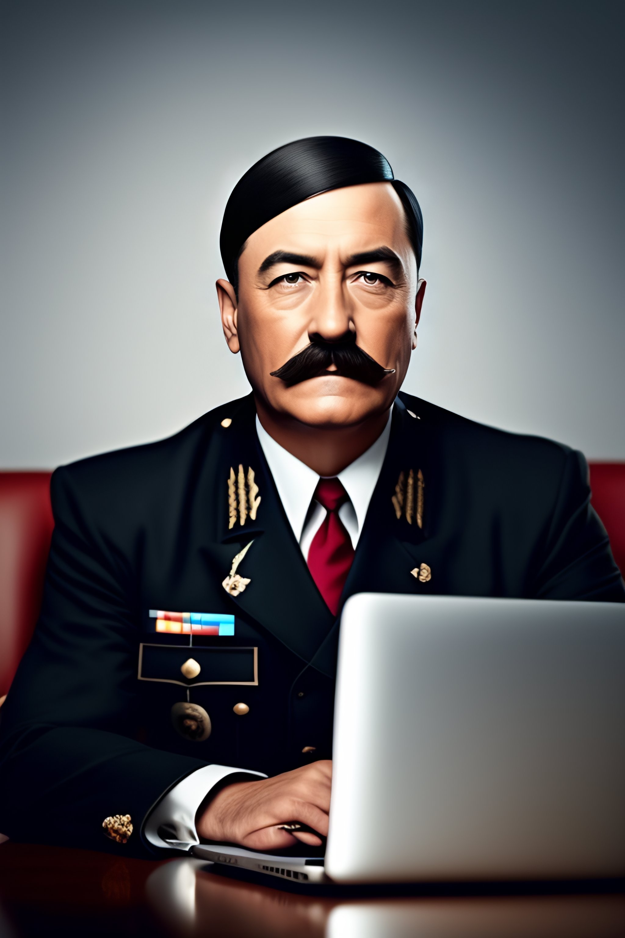 Lexica - 38 year man that looks like a Hitler with laptop