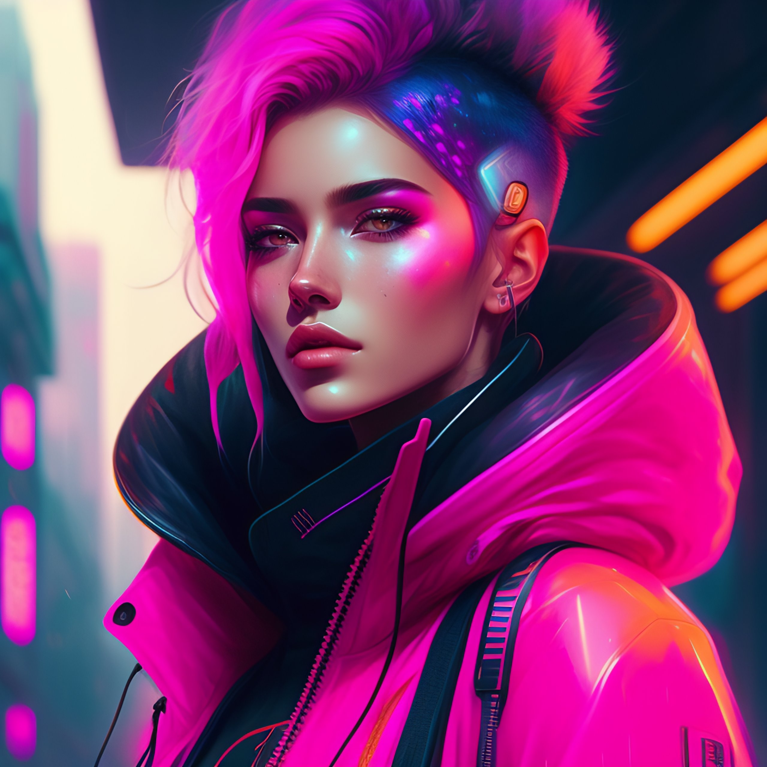 Lexica - Detailed portrait neon girl, cyberpunk futuristic neon, short ...