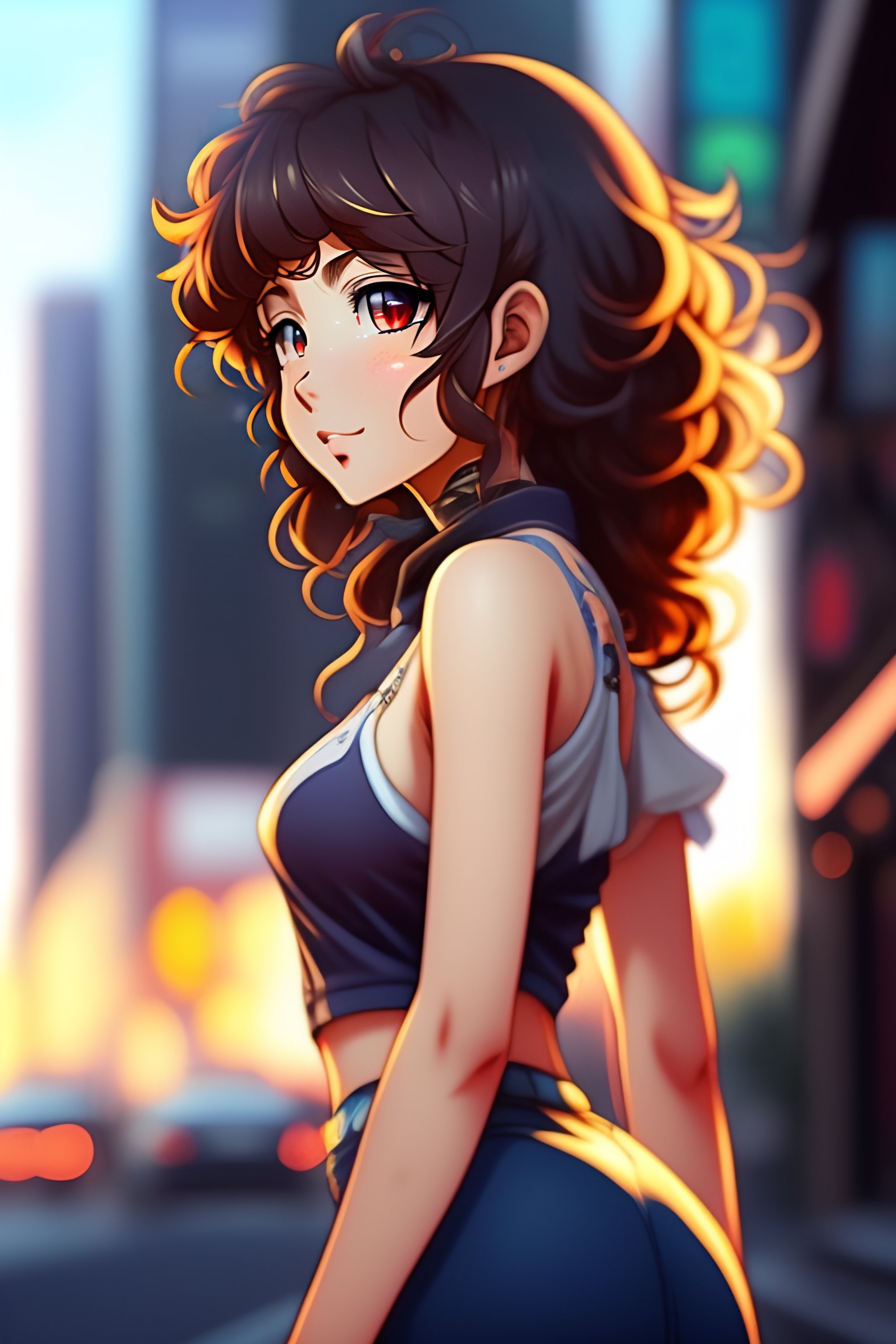 Lexica - Anime style, cute anime girl, 19 years old, back view, medium ...