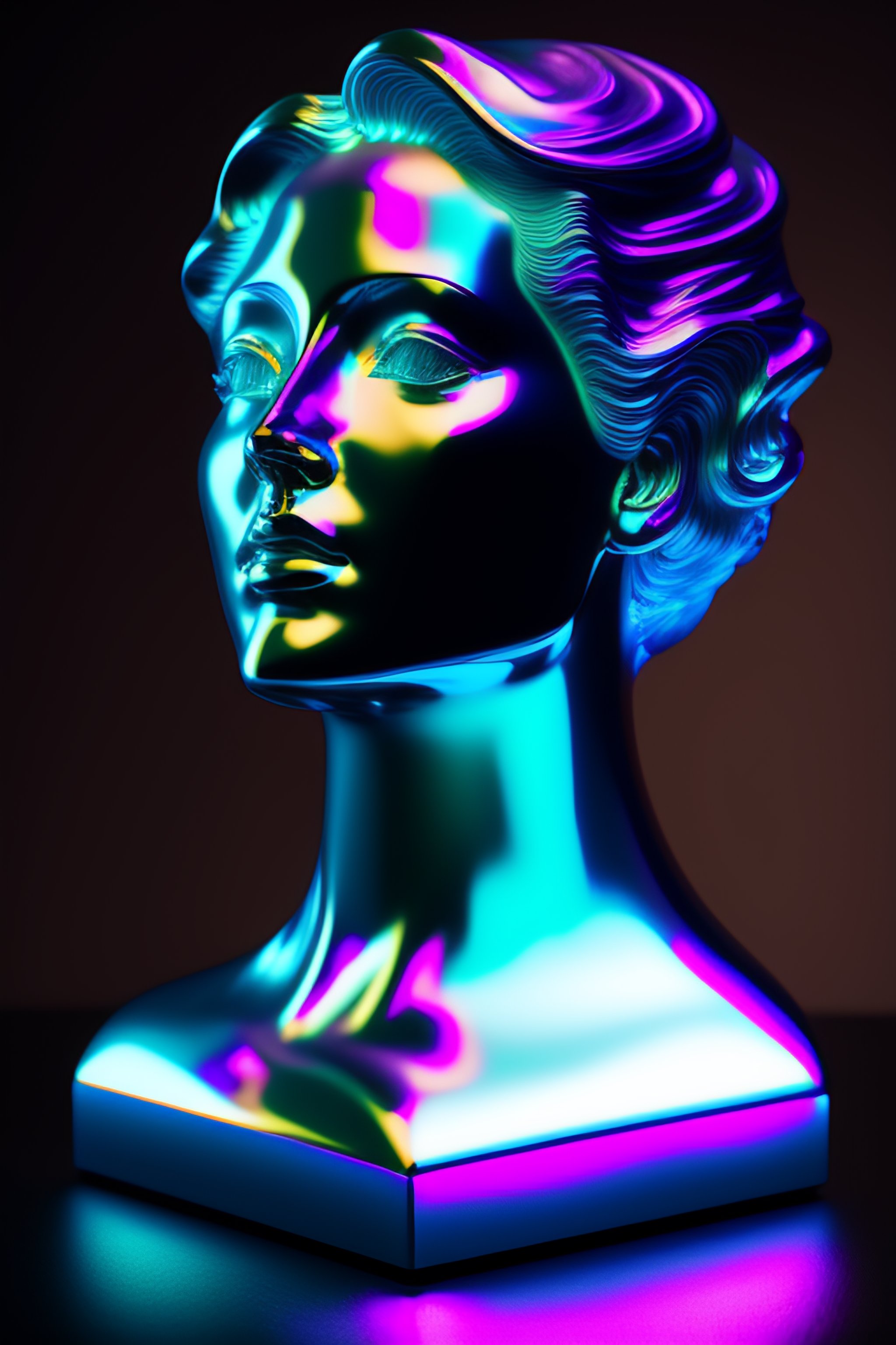 Lexica - Render of a shiny chrome reflective iridescent greek marble ...