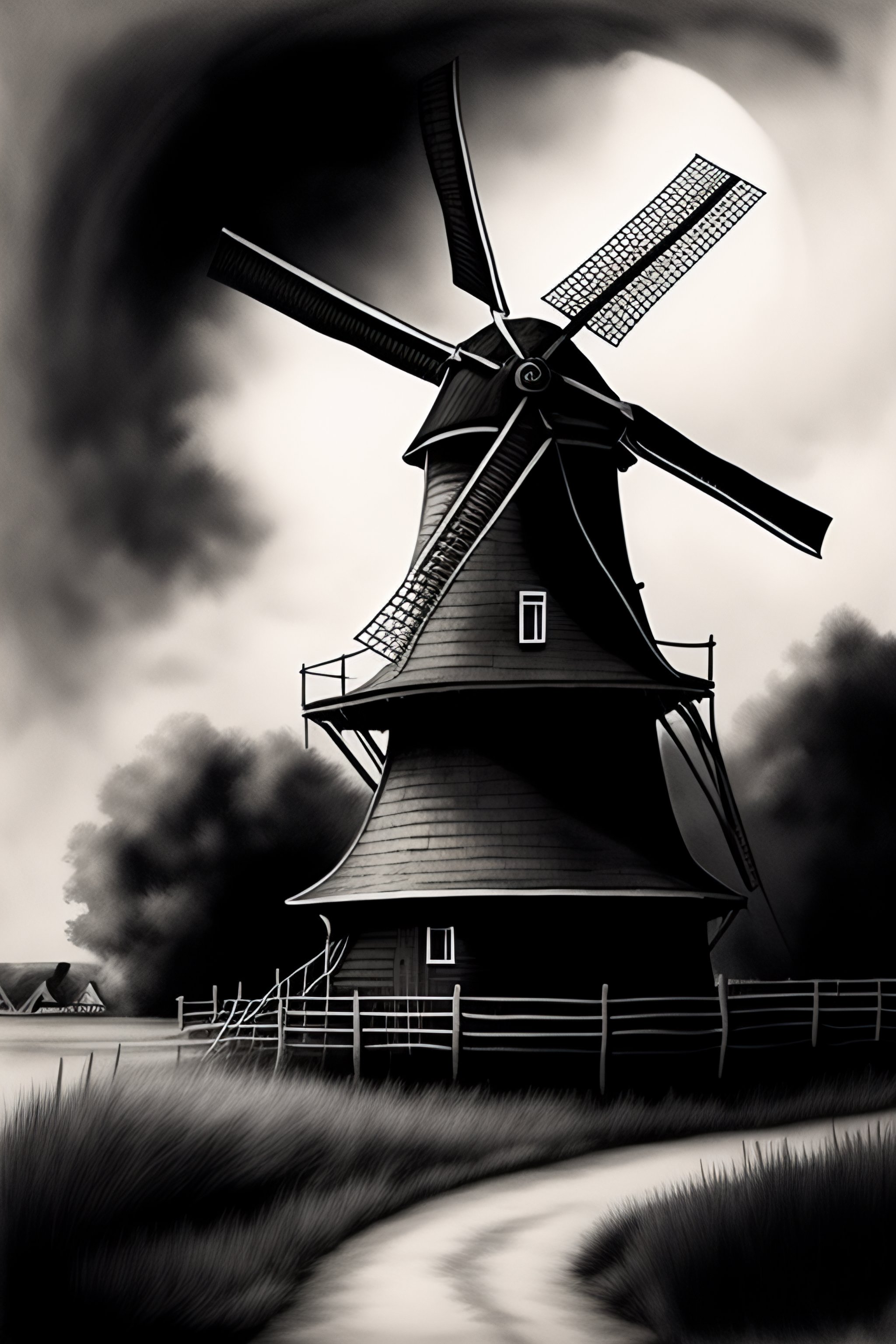 Dutch Windmill Drawing