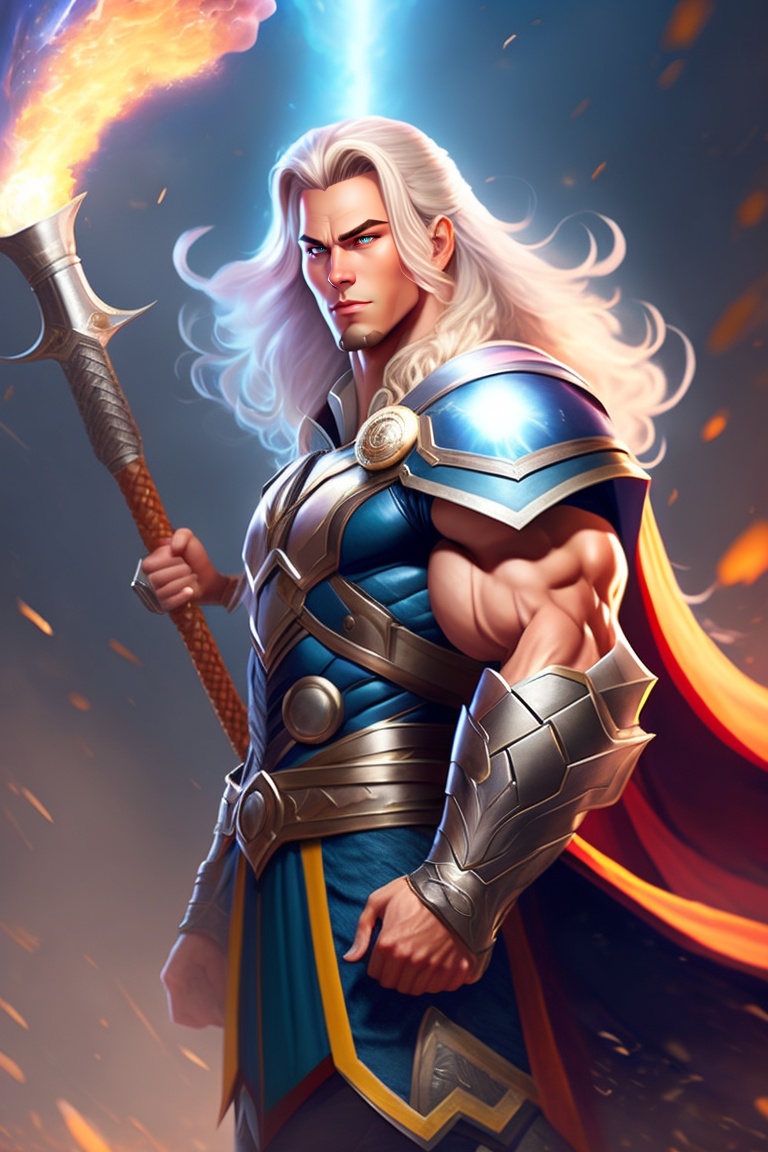 Lexica - Make an image of thor the thunder god with two hammers, anime