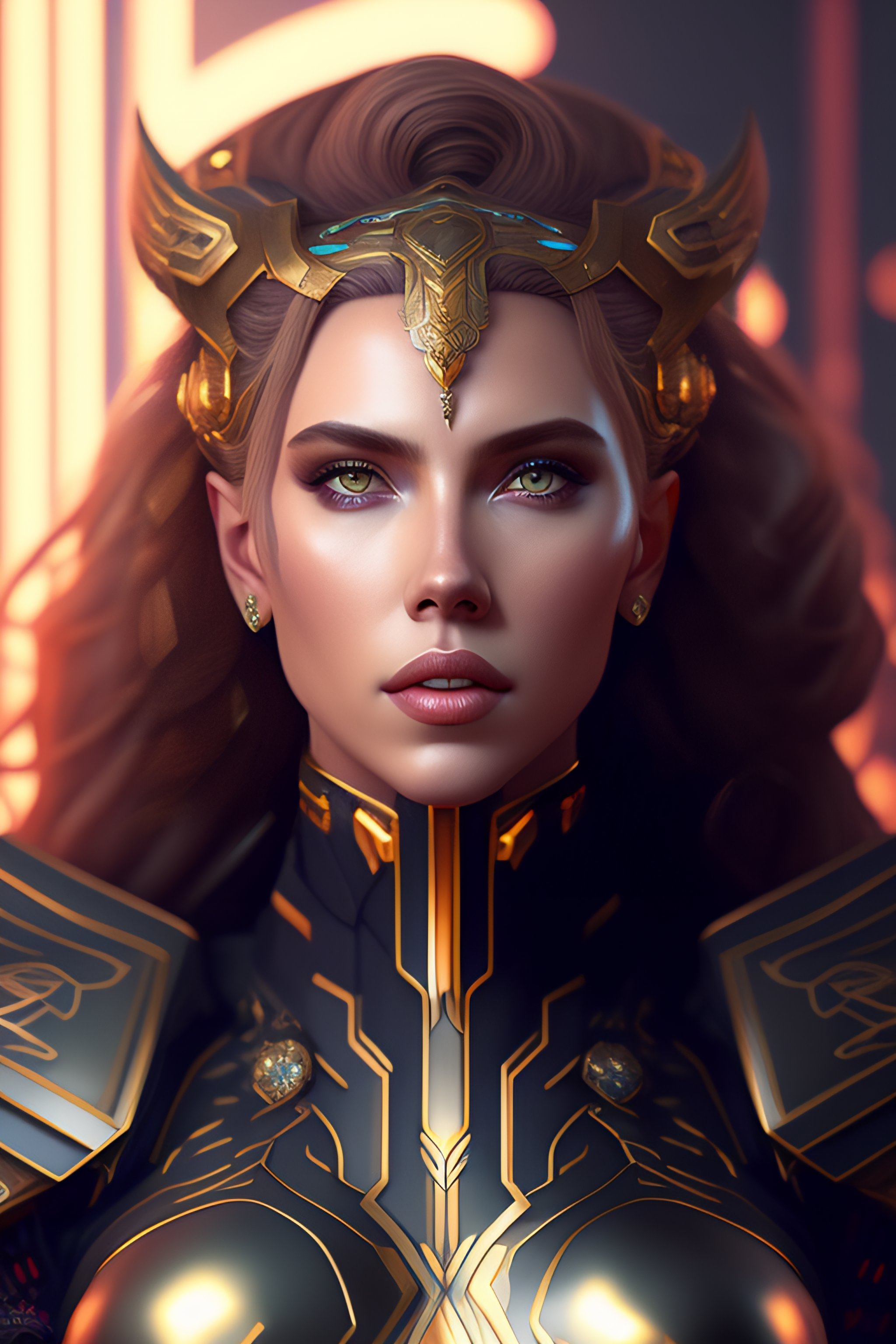 Lexica - Symmetry!! portrait of cyberpunk Scarlett Johansson empress ...