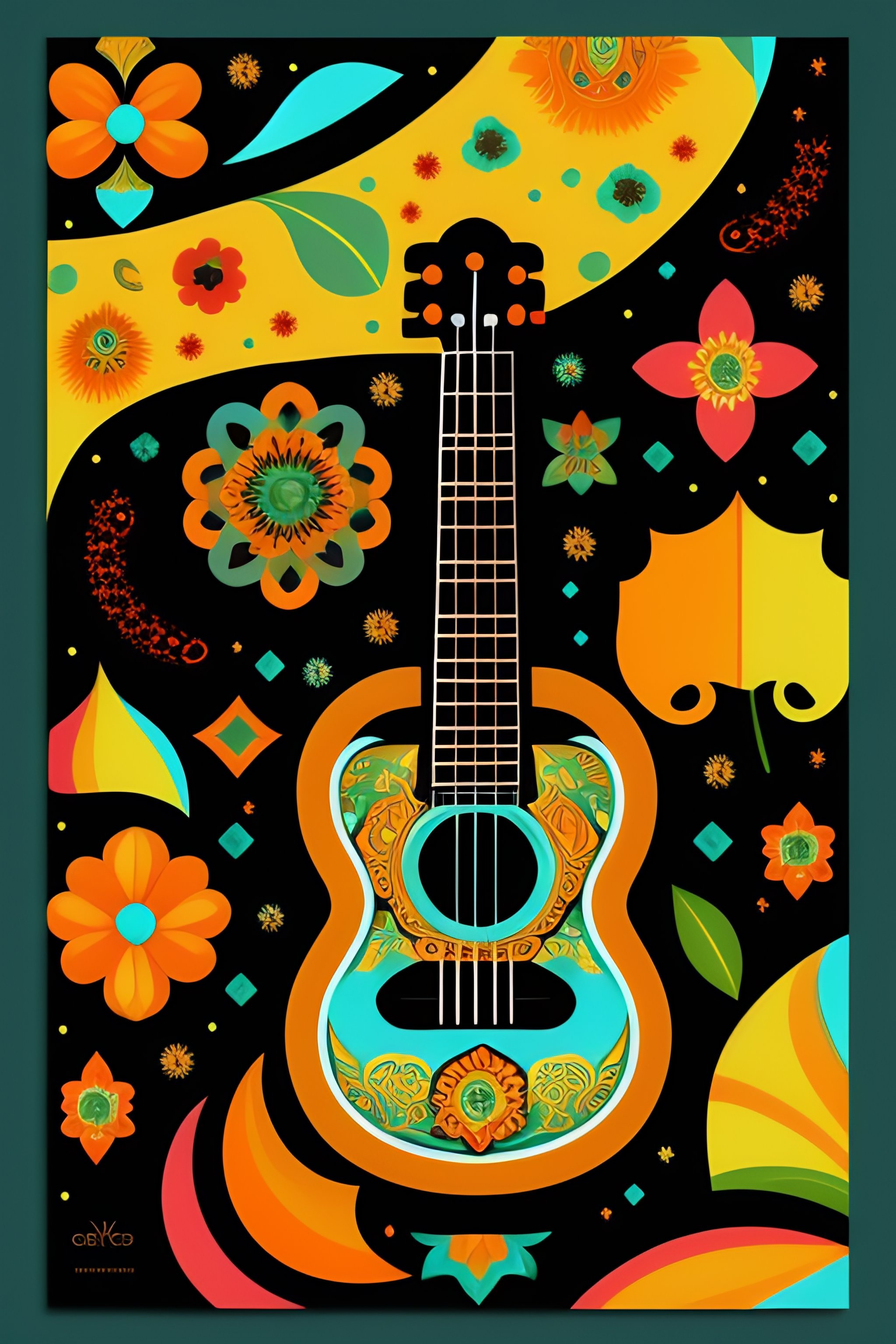 Lexica - Vector flat Flyer, Flyer flat vector 2D image of a guitar ...
