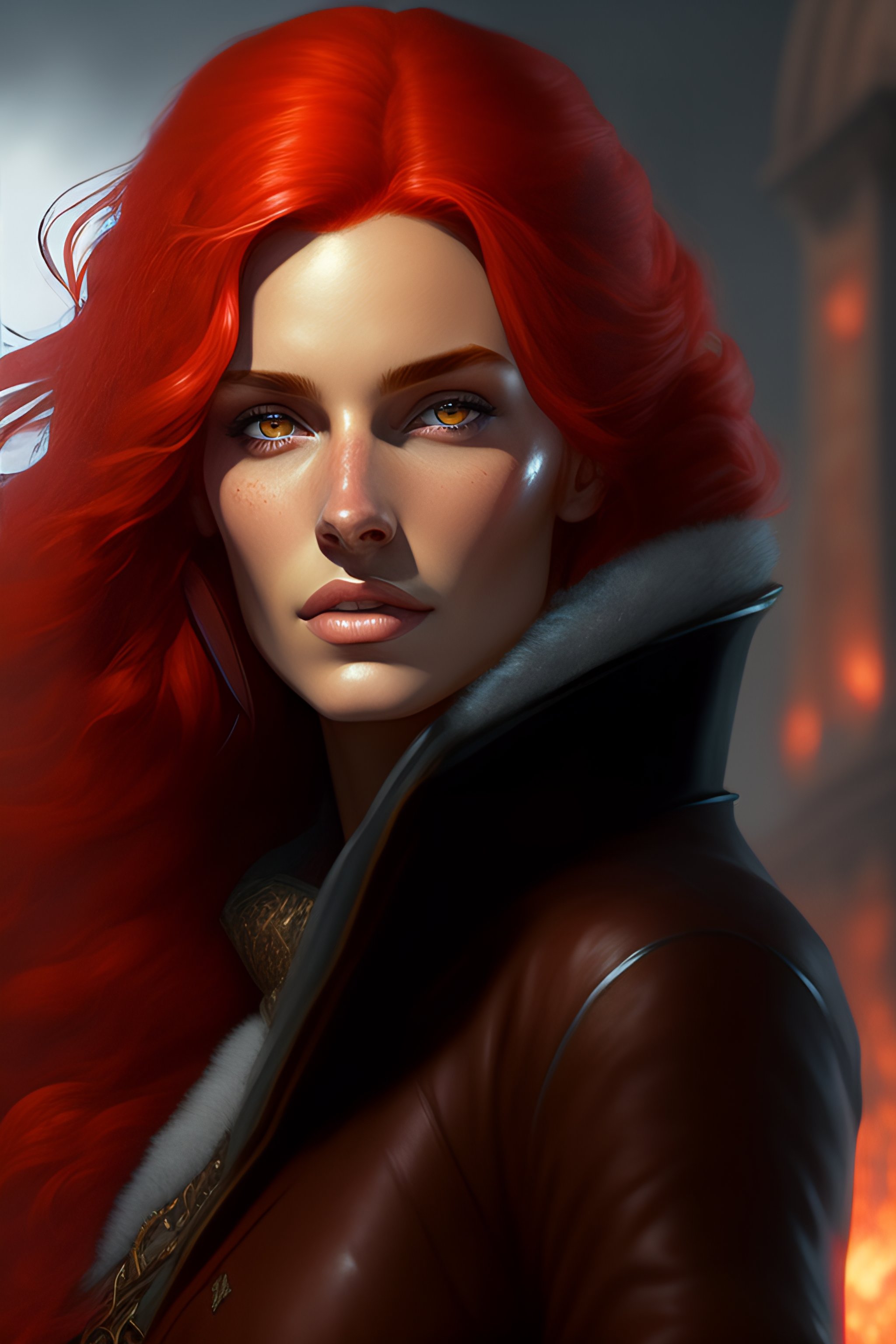 Lexica - Portrait of medieval english spy red hair, dark colors, winds ...