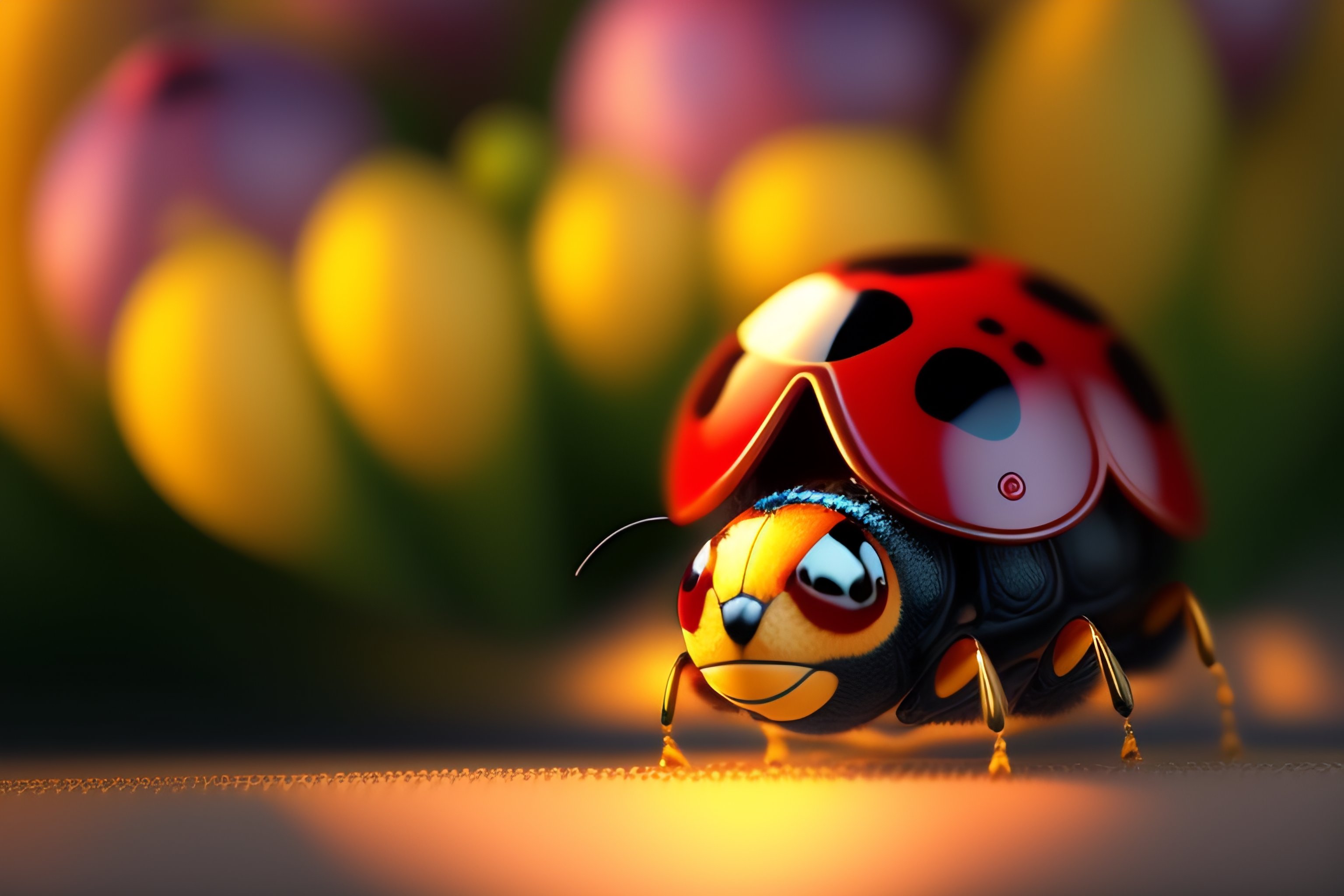 Lexica - Cute adorable little ladybug waving and smiling greeting me ...