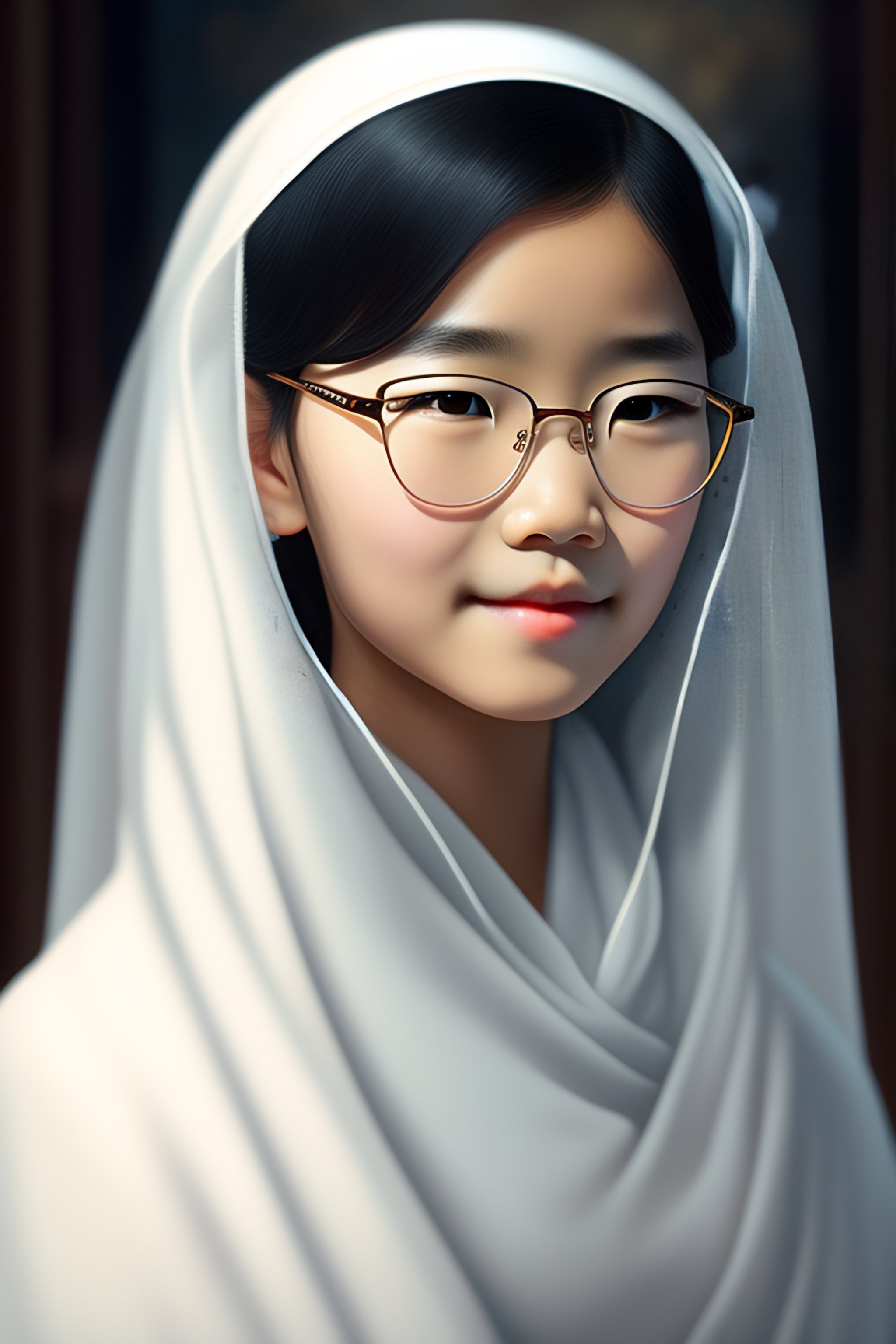 Lexica - A beautiful girl with round eyes, she has short black hair, a ...