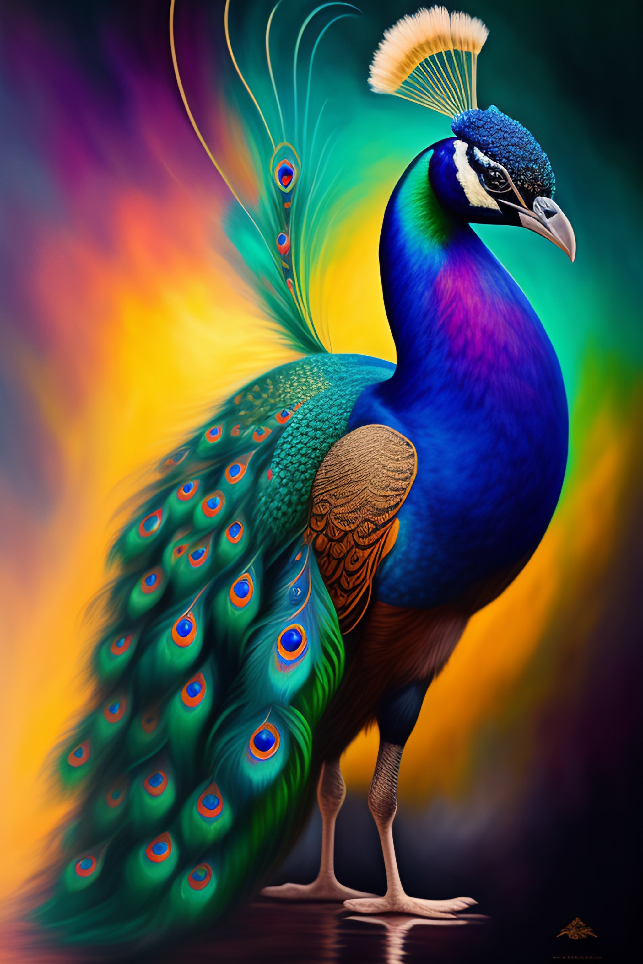Lexica - Peacock full color painting total body with tail