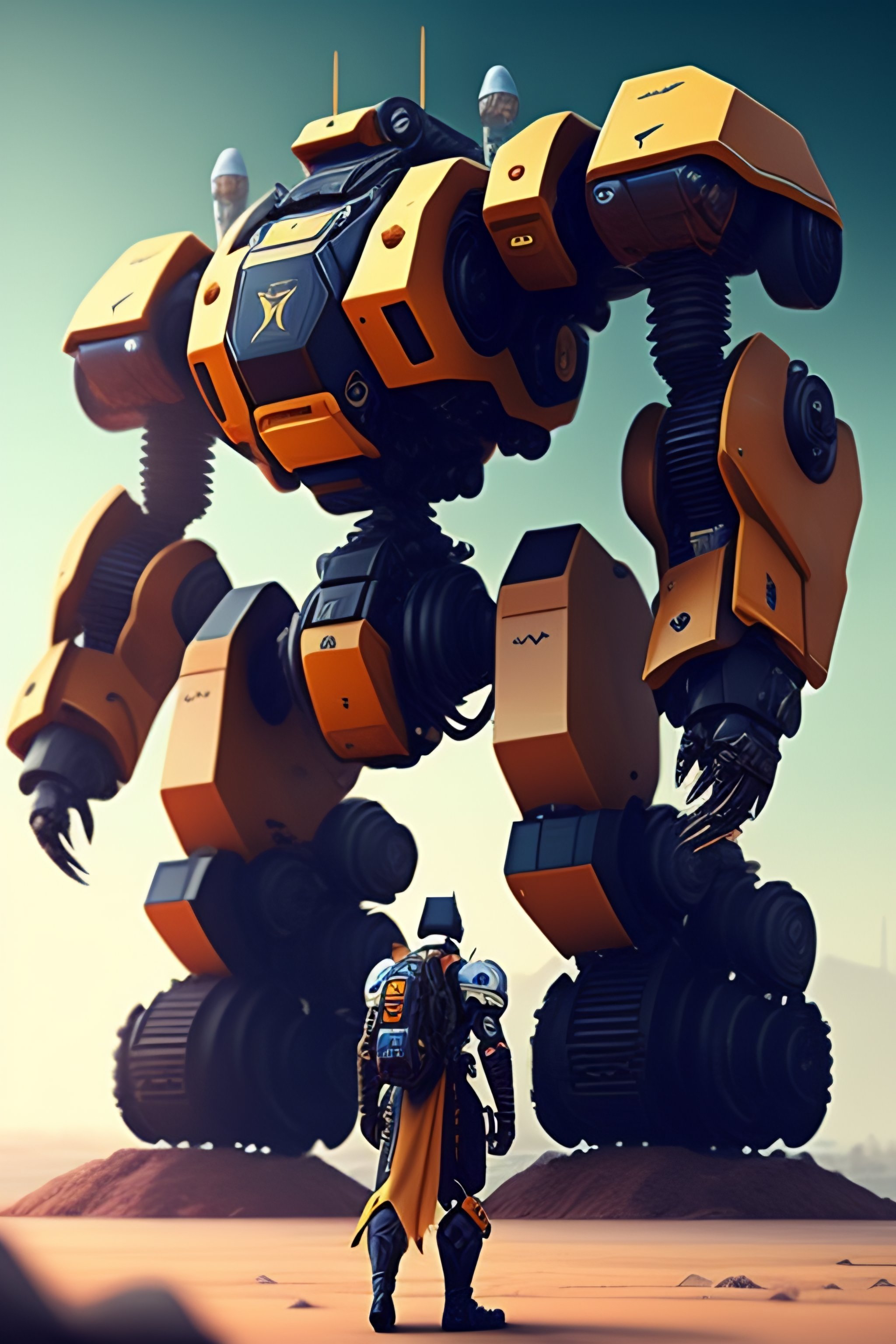 Lexica - Walking mech robot with hexagonal weapons