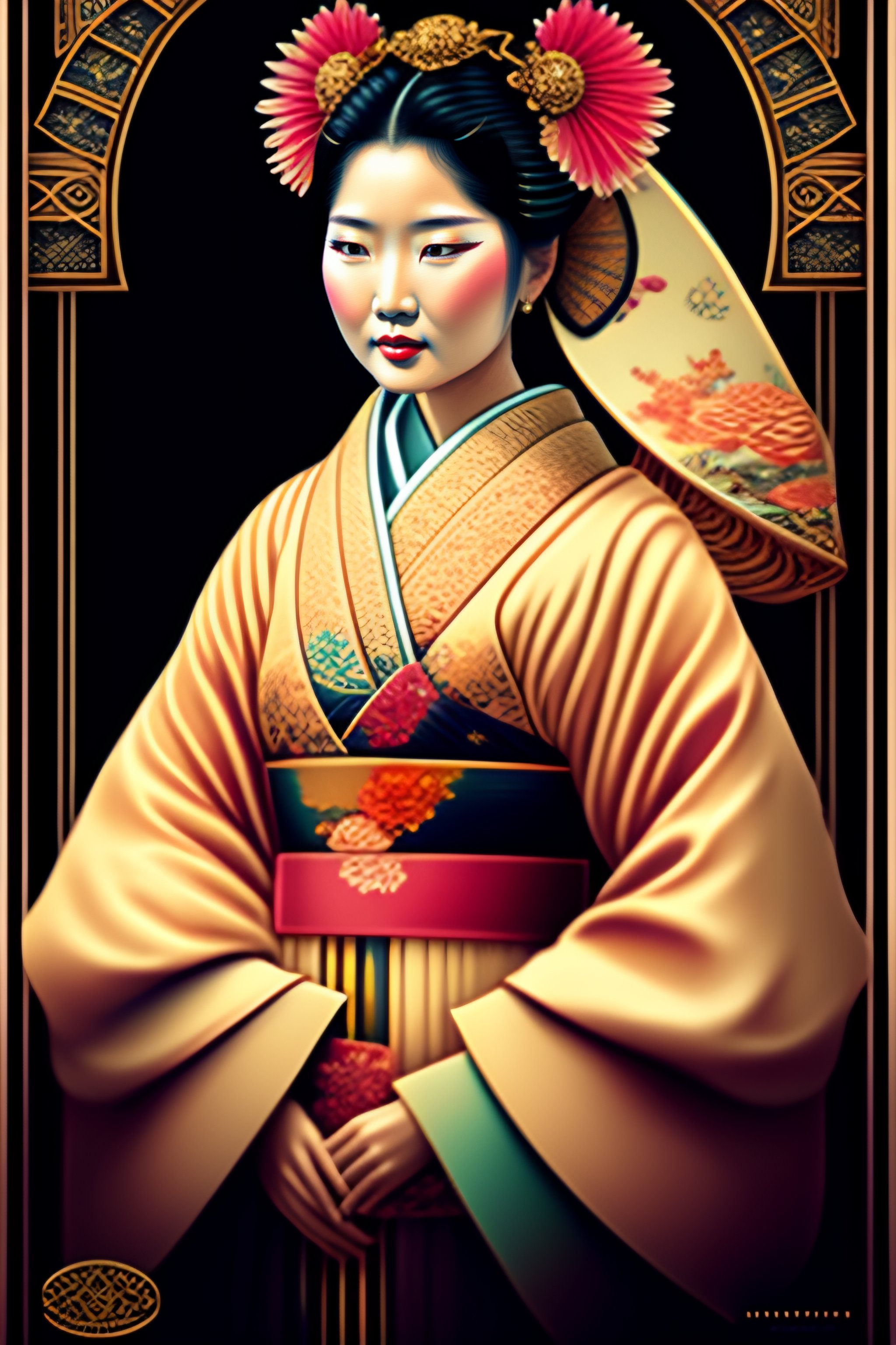 Lexica - Inspired tarot card detailed kimono and cyber geisha bow ...