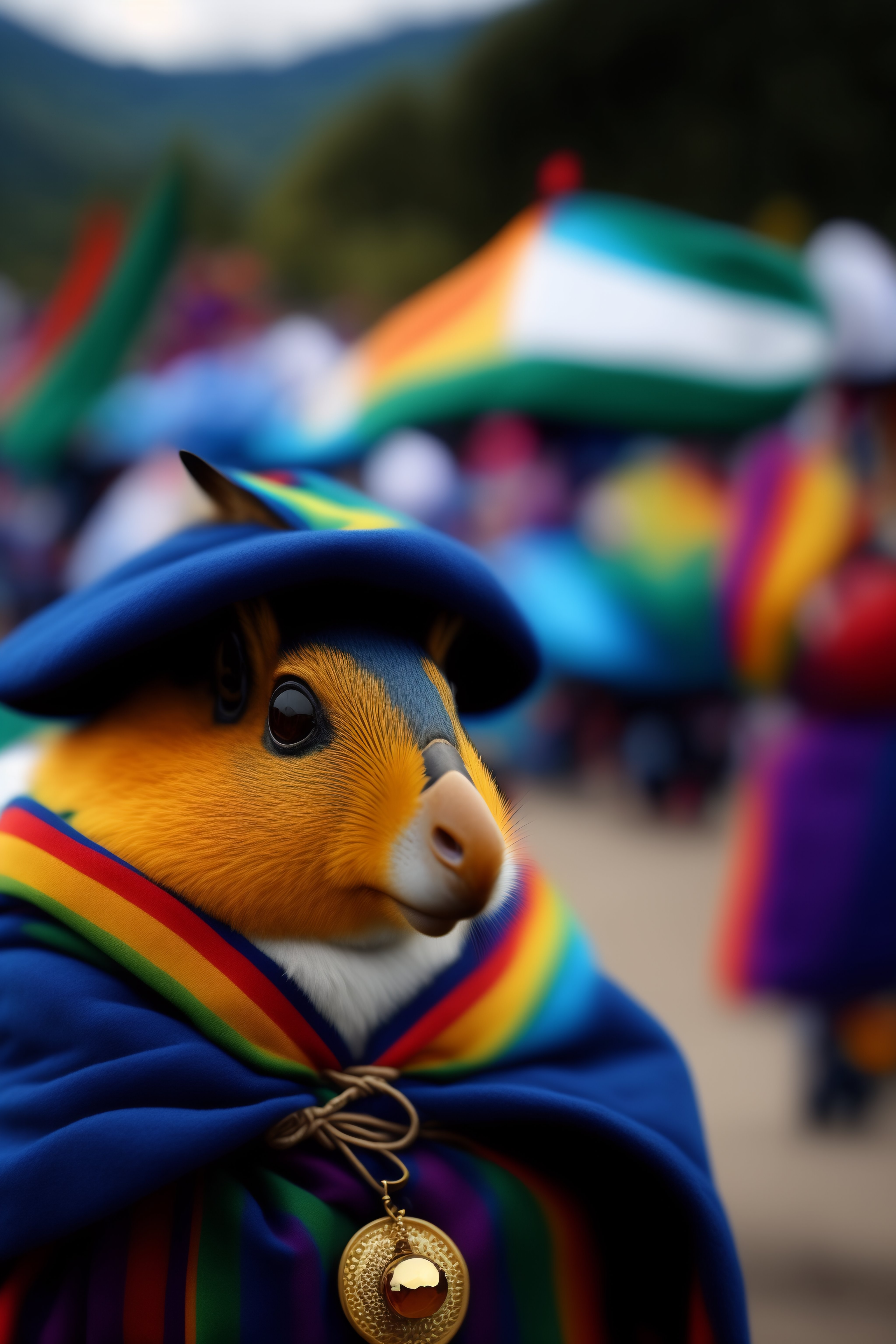 Lexica - Un cuy disfrazado de indígena en carnavales de pasto