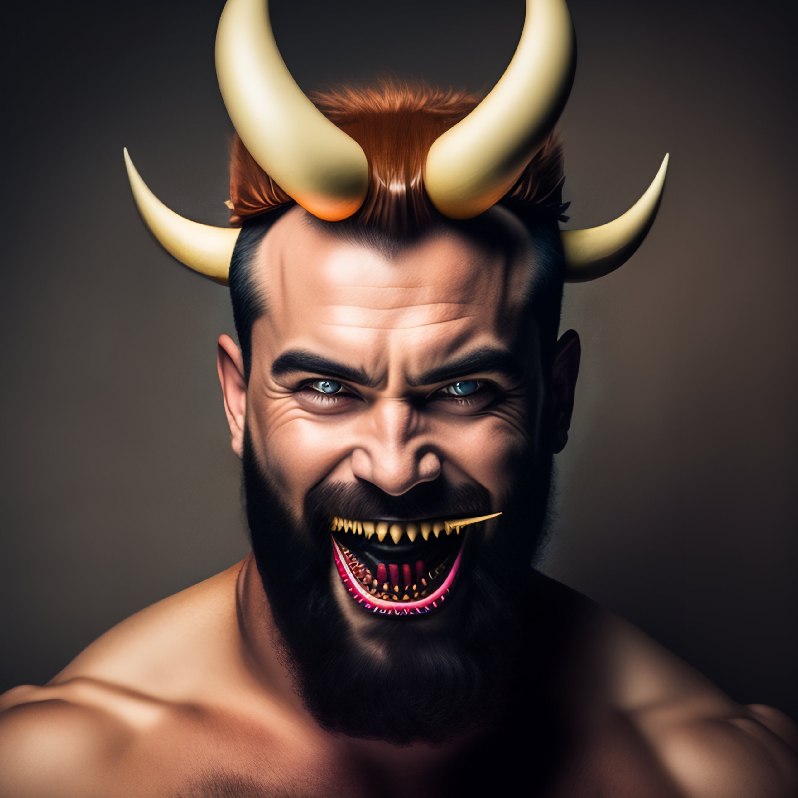 Lexica - A man with horns growing from his head. red eyes and sharp ...
