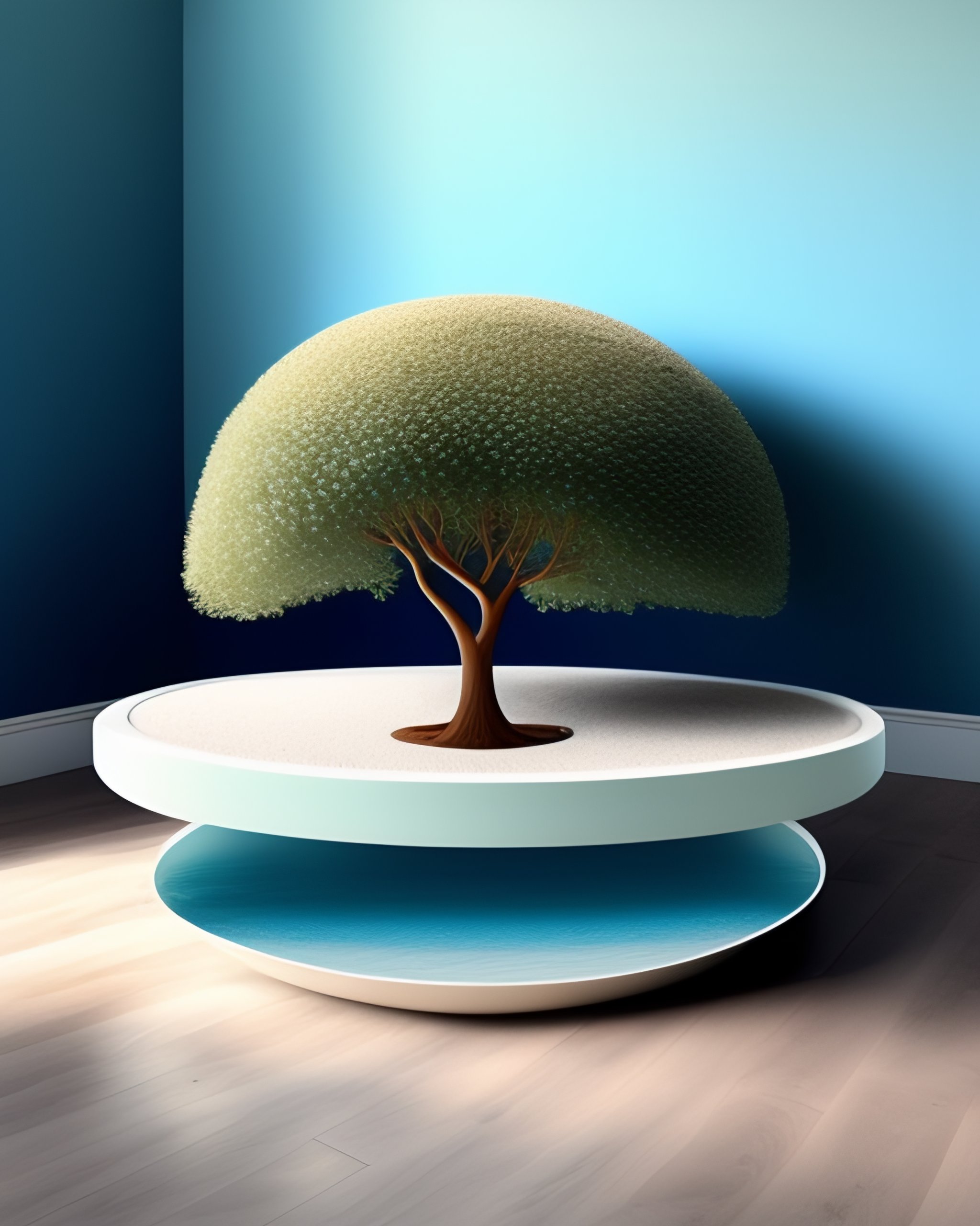 Lexica - Tree white mattress blue sea