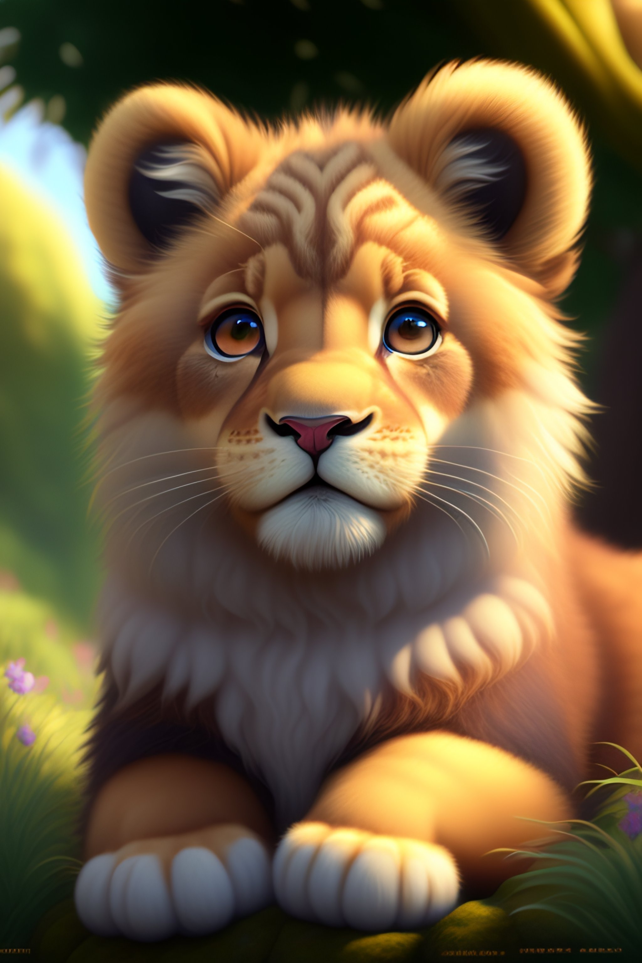 Lexica - Cutie fluffy lion cub, digital art, 3 d, octave render ...