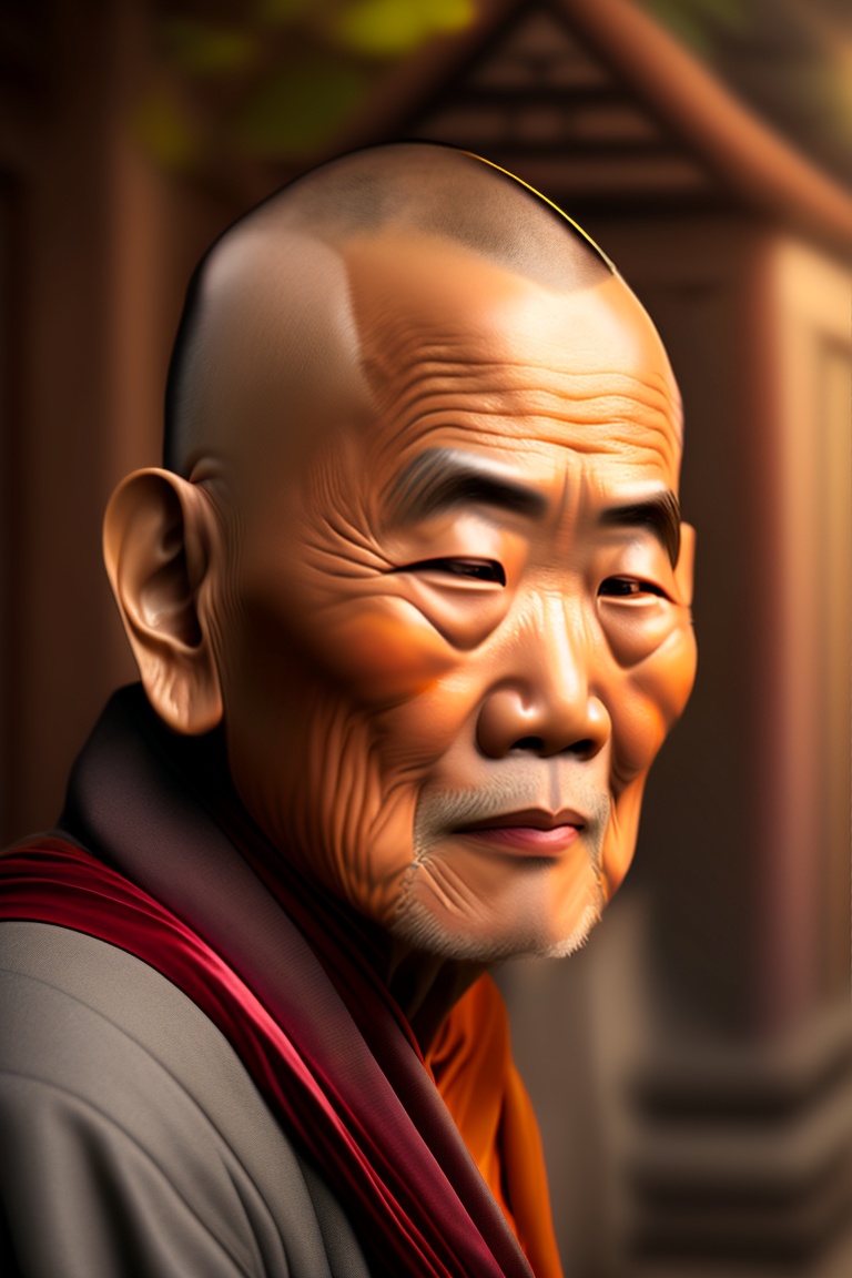 Lexica - Old Asian monk, PORTRAIT face, peaceful, focus in front