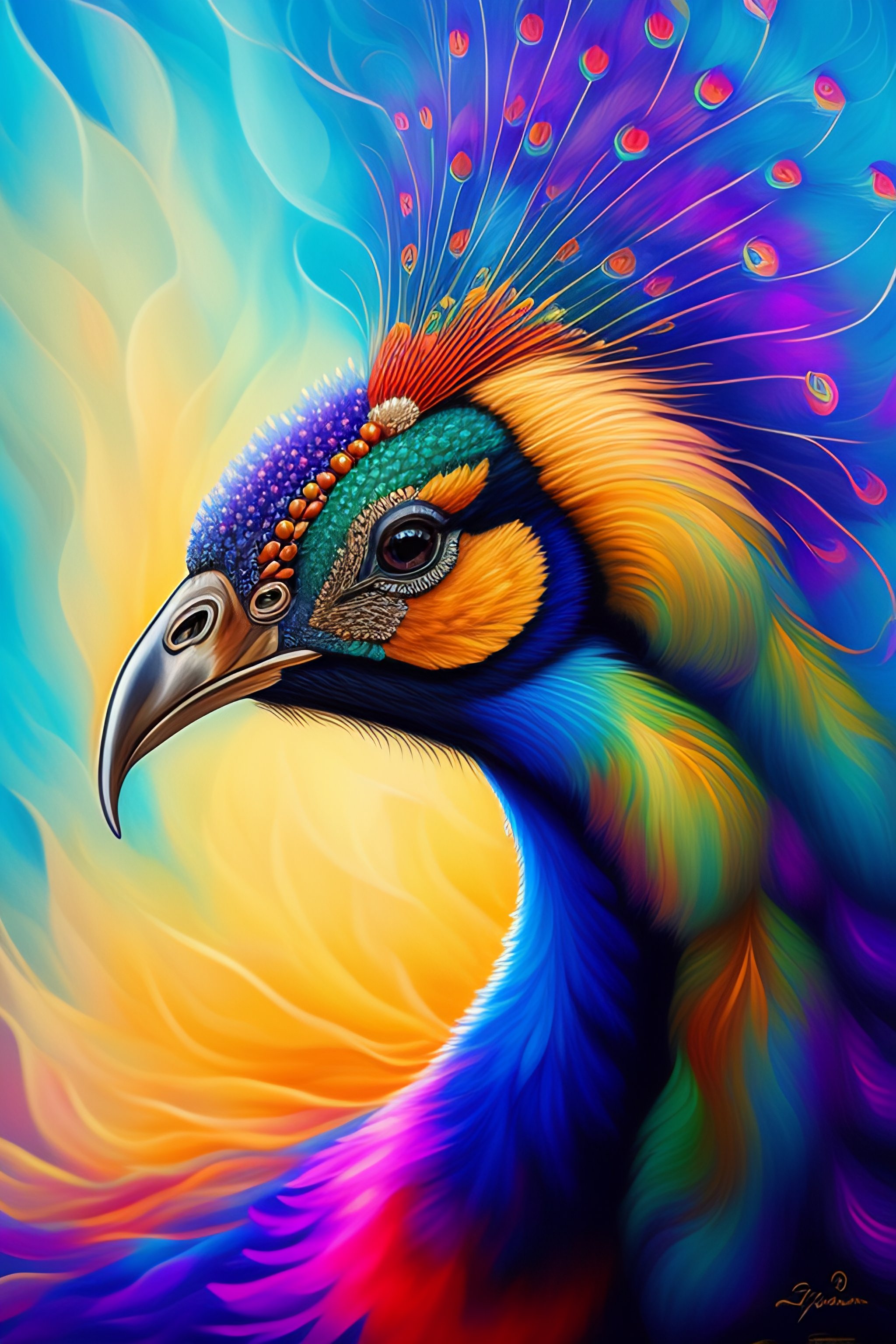 Lexica - Peacock full color painting