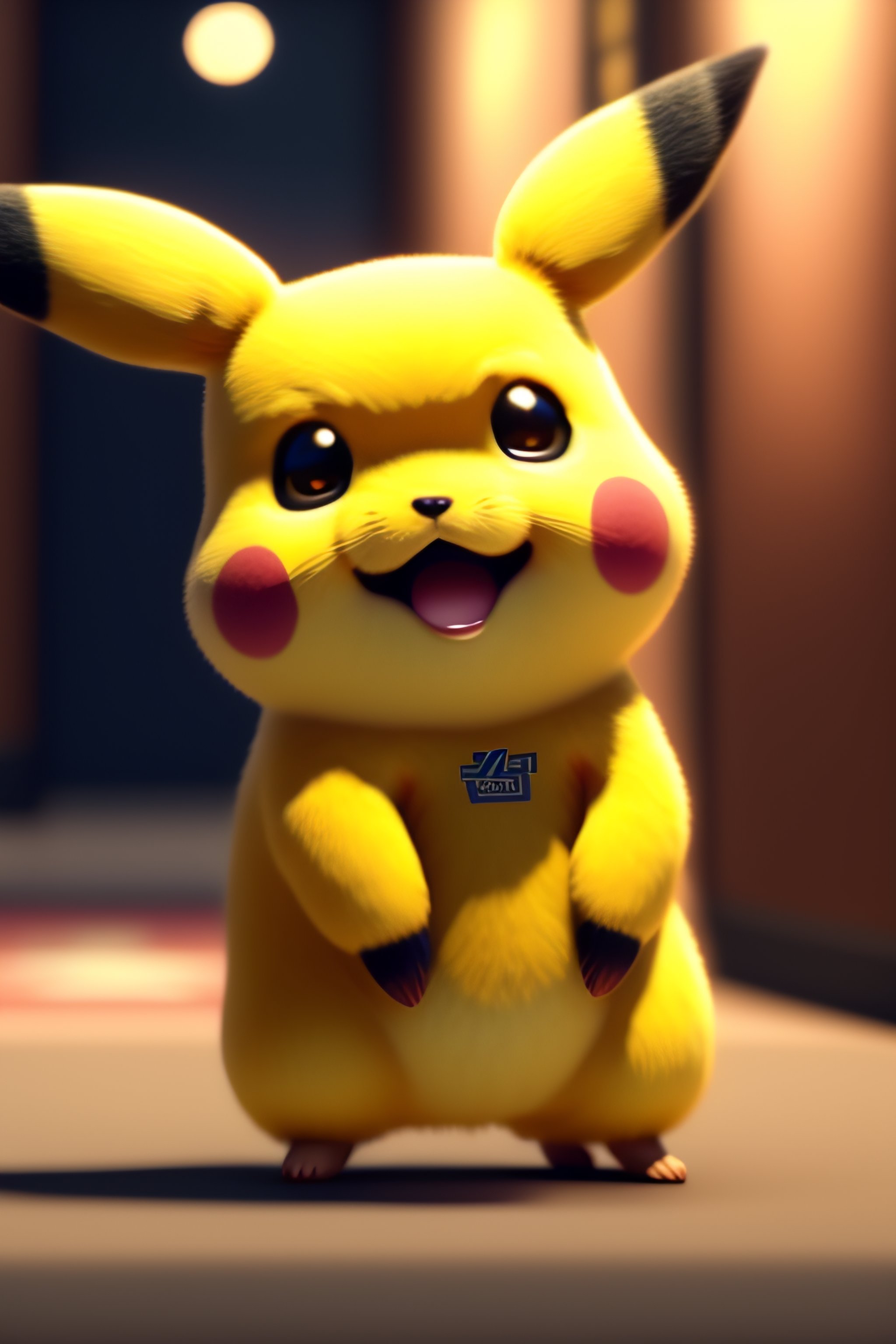 Lexica - Cute little Pikachu waving and smiling greeting me in front of ...