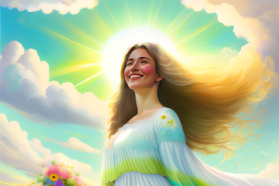 Lexica - An image of a smiling person looking up at the sky, with the ...