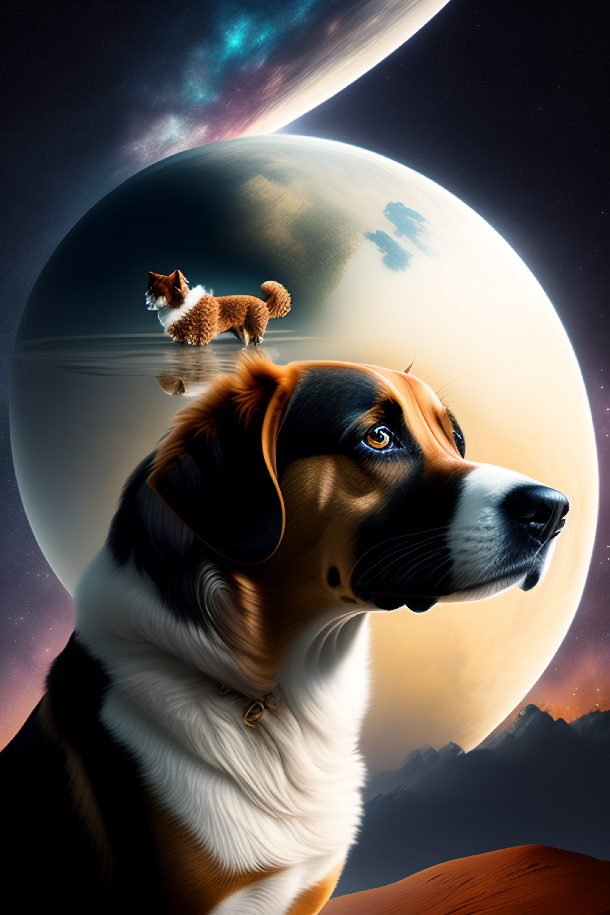 Lexica - Un chien et son maitre sur une planète dans la galaxie