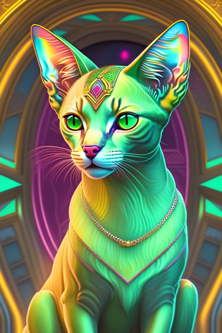 Lexica - Sphinx cat in the Art Nouveau style. greek green column ...