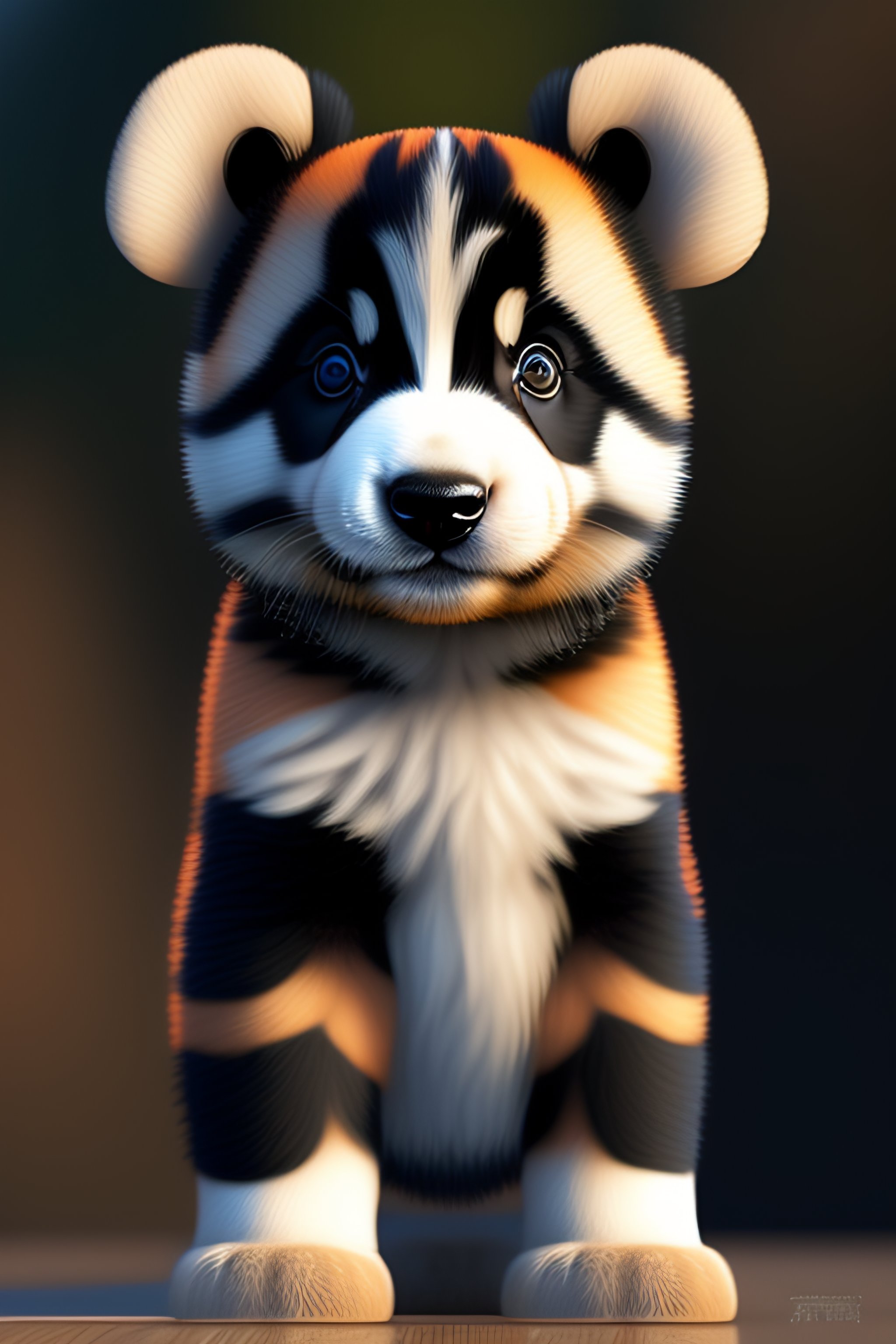 Lexica - Mix of a panda and a furry cute puppy bengal tiger