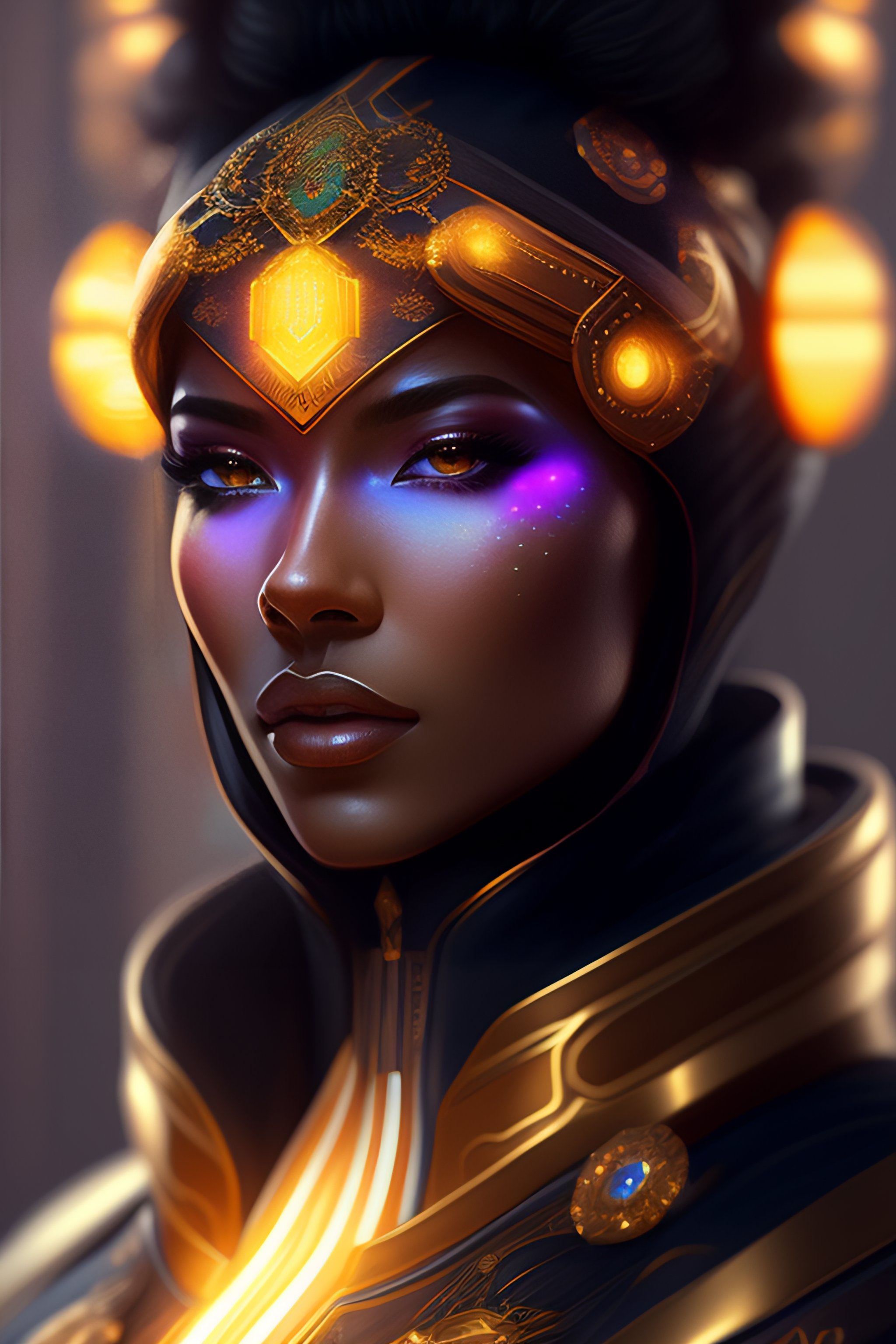 Lexica - Symmetry portrait of zenyatta from overwatch, sci - fi, tech ...