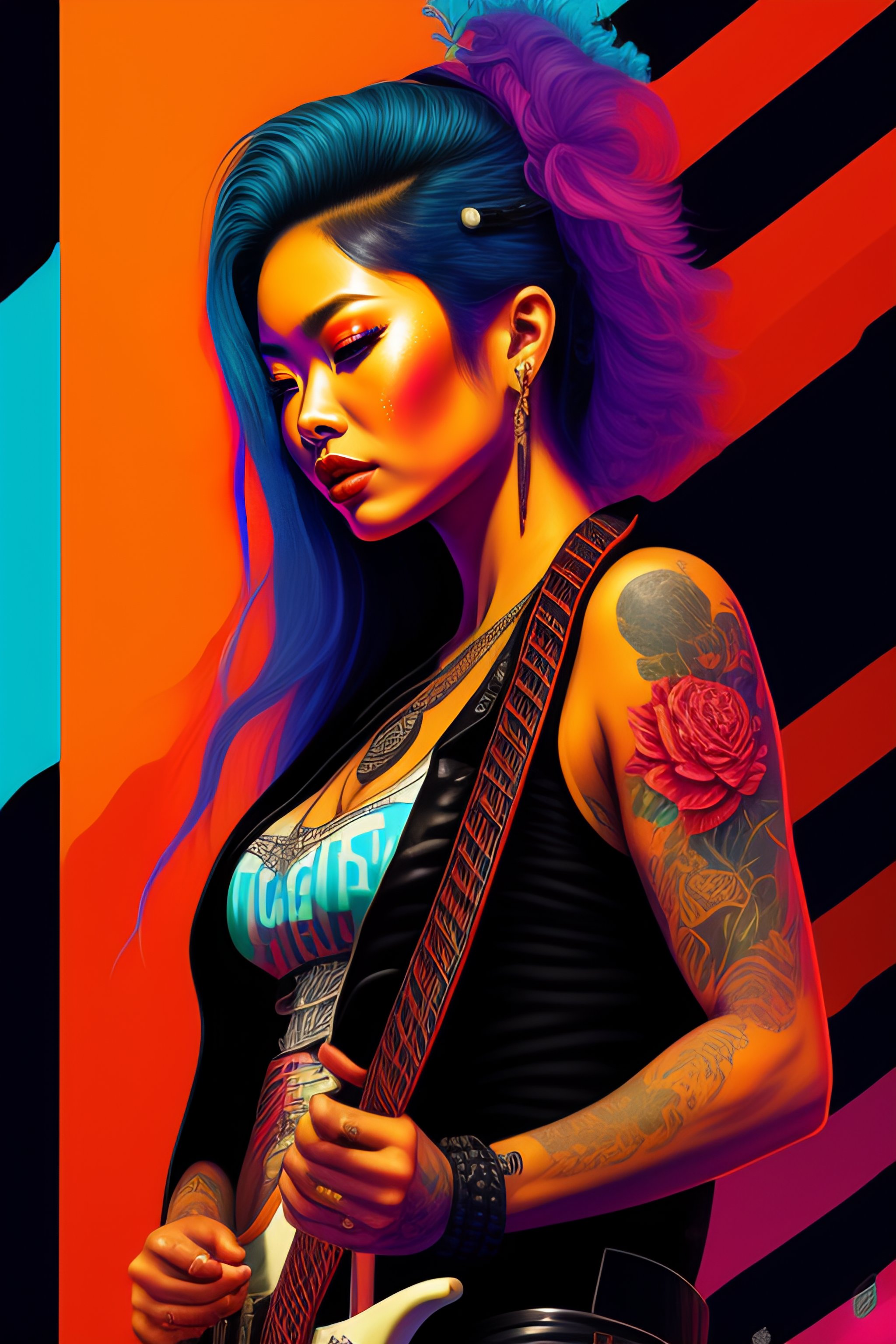 Lexica - Zombie punk rocker playing guitar, tristan eaton, victo ngai ...