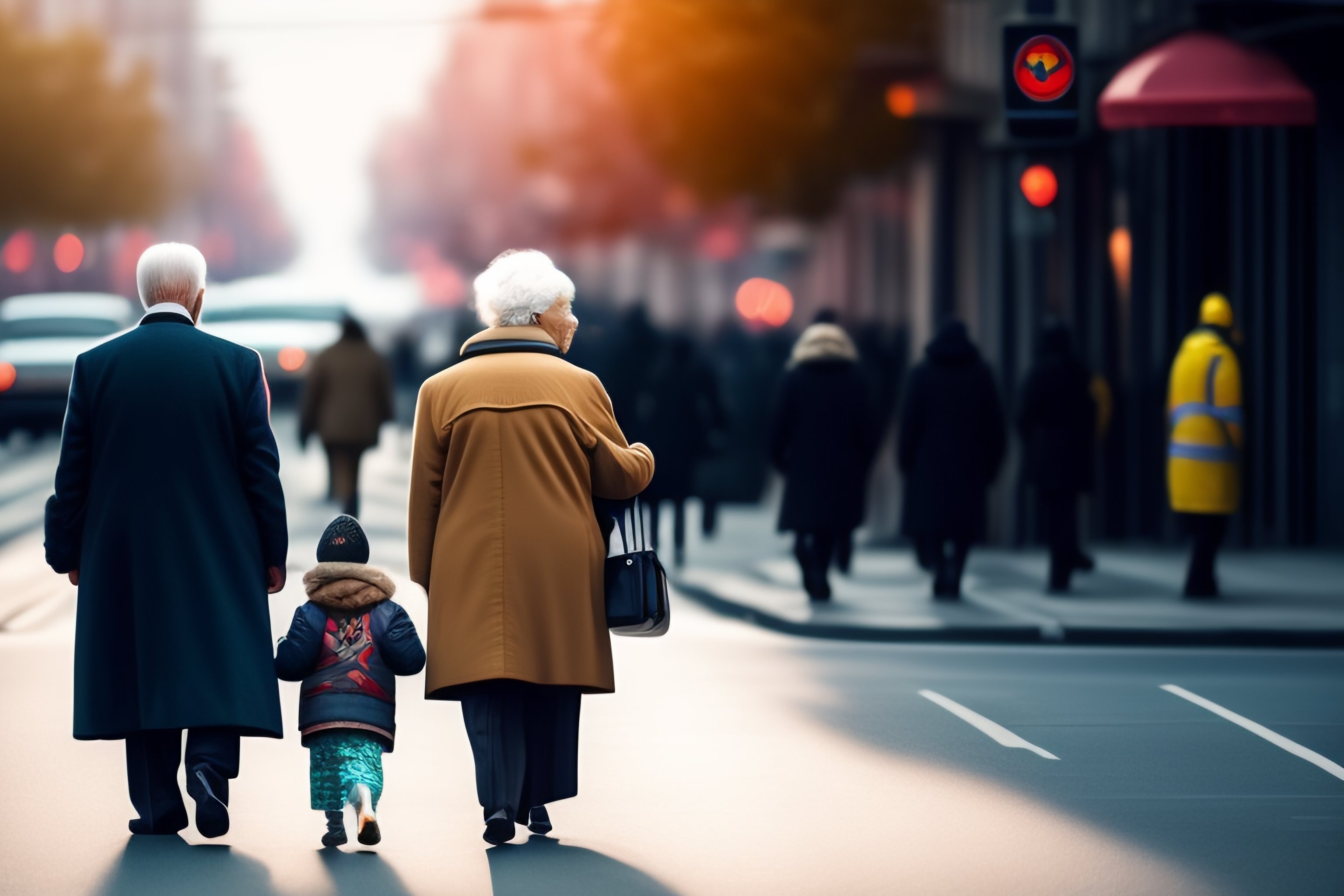 Helping Elderly People Cross The Street