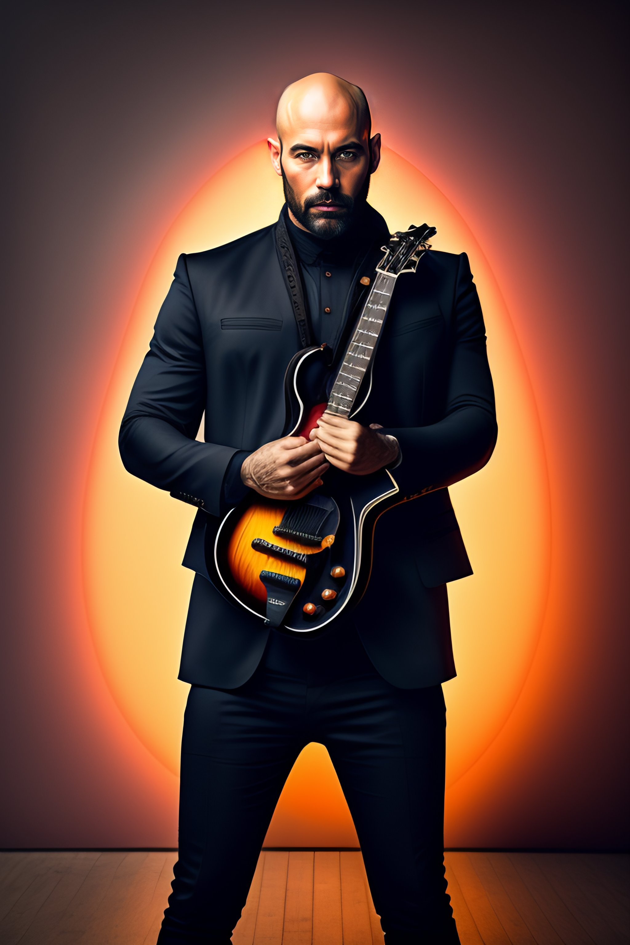 Lexica - Portrait of a 40 years old men, bald, 190cm tall, fit, playing ...