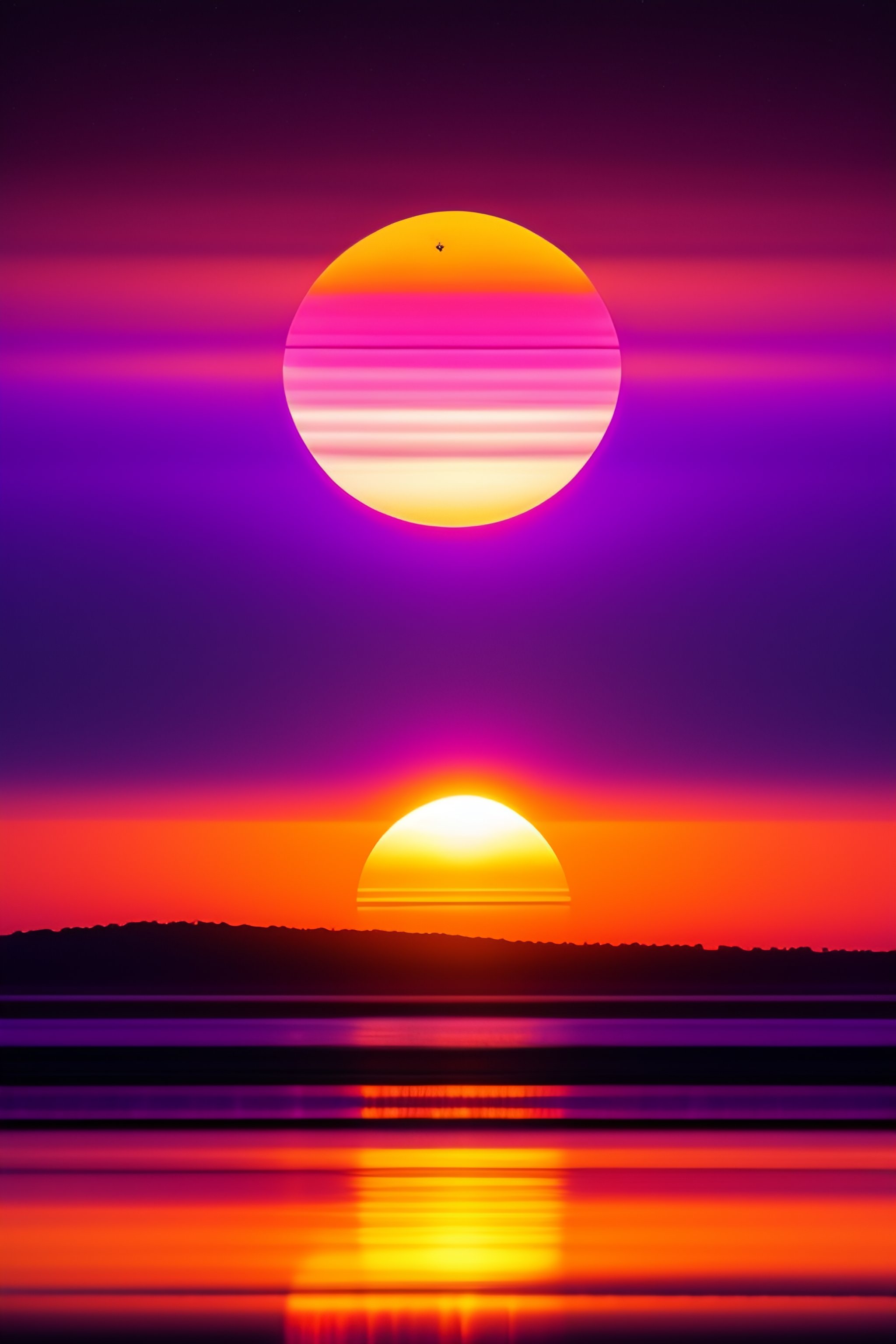 Lexica - Retro purple sunset big sun
