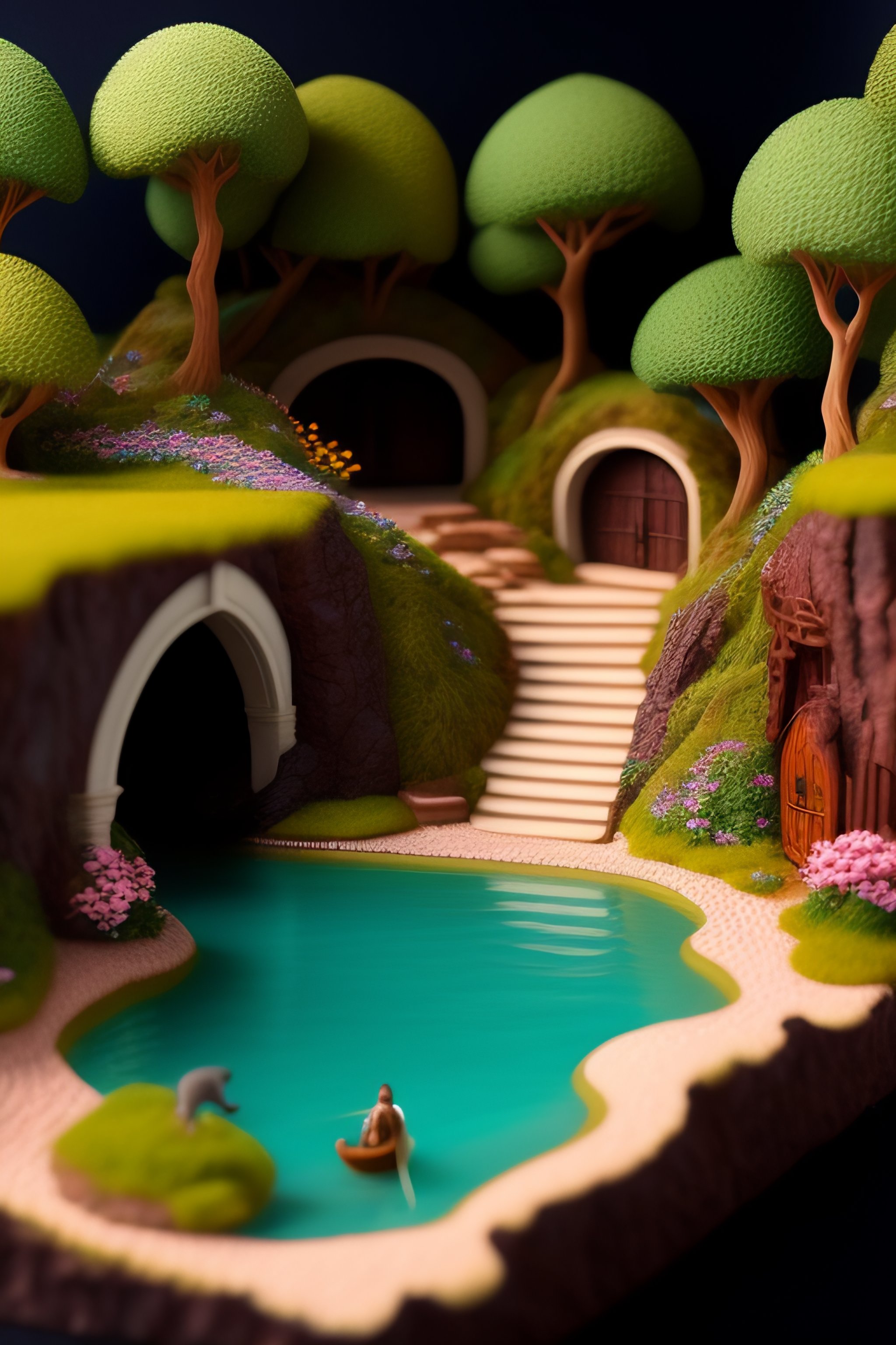 Lexica - The shire from lord of the rings, wes anderson style, diorama ...