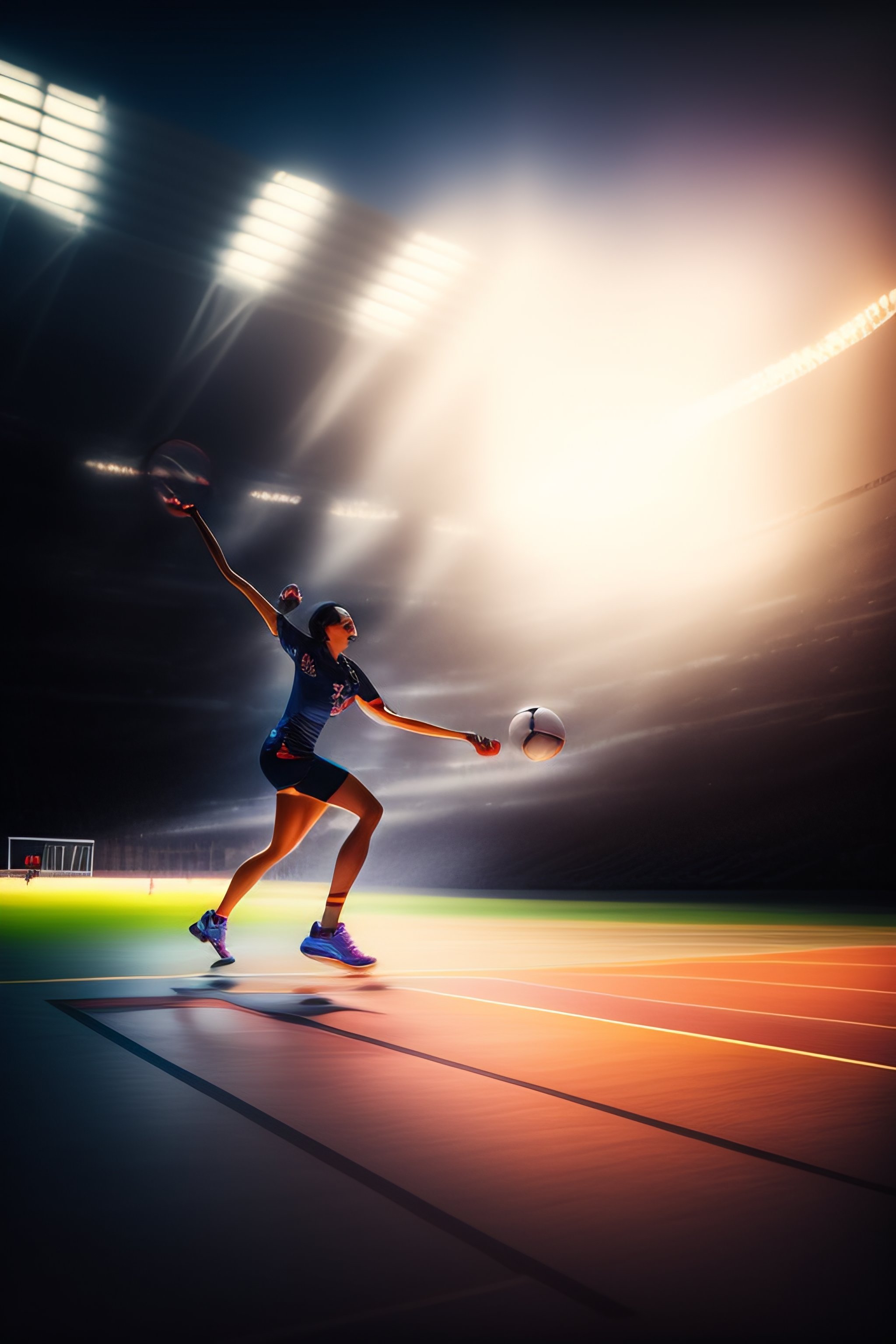 Lexica - High res photograph 1.2 of a badmintonn player mid air hitting ...