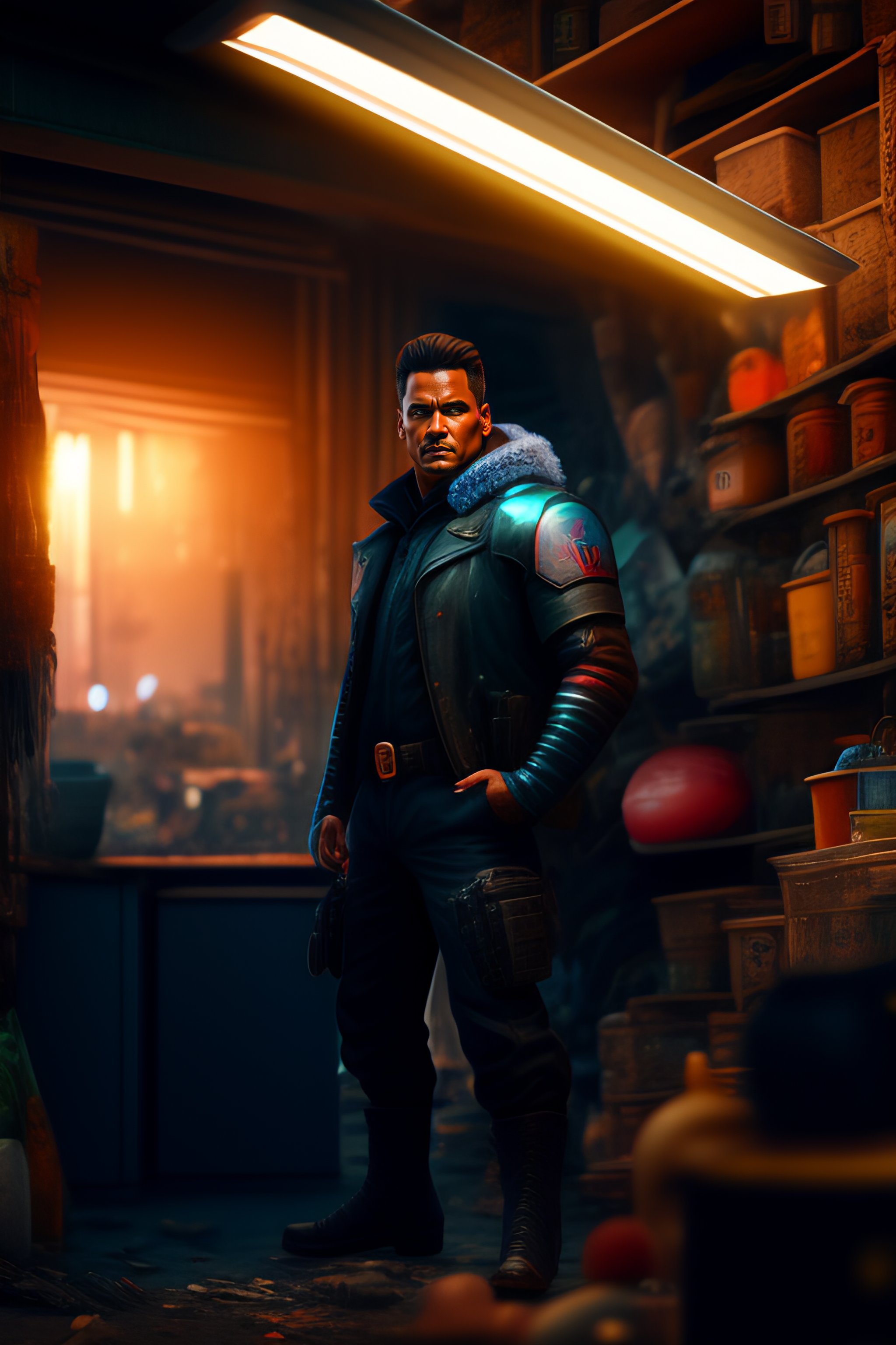 Lexica - Wide angle Environmental shot of evil terminator in a ...