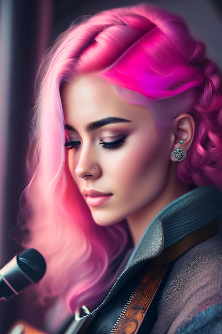 Lexica - Portrait of a girl with pink hair and gray eyes, cinematic ...