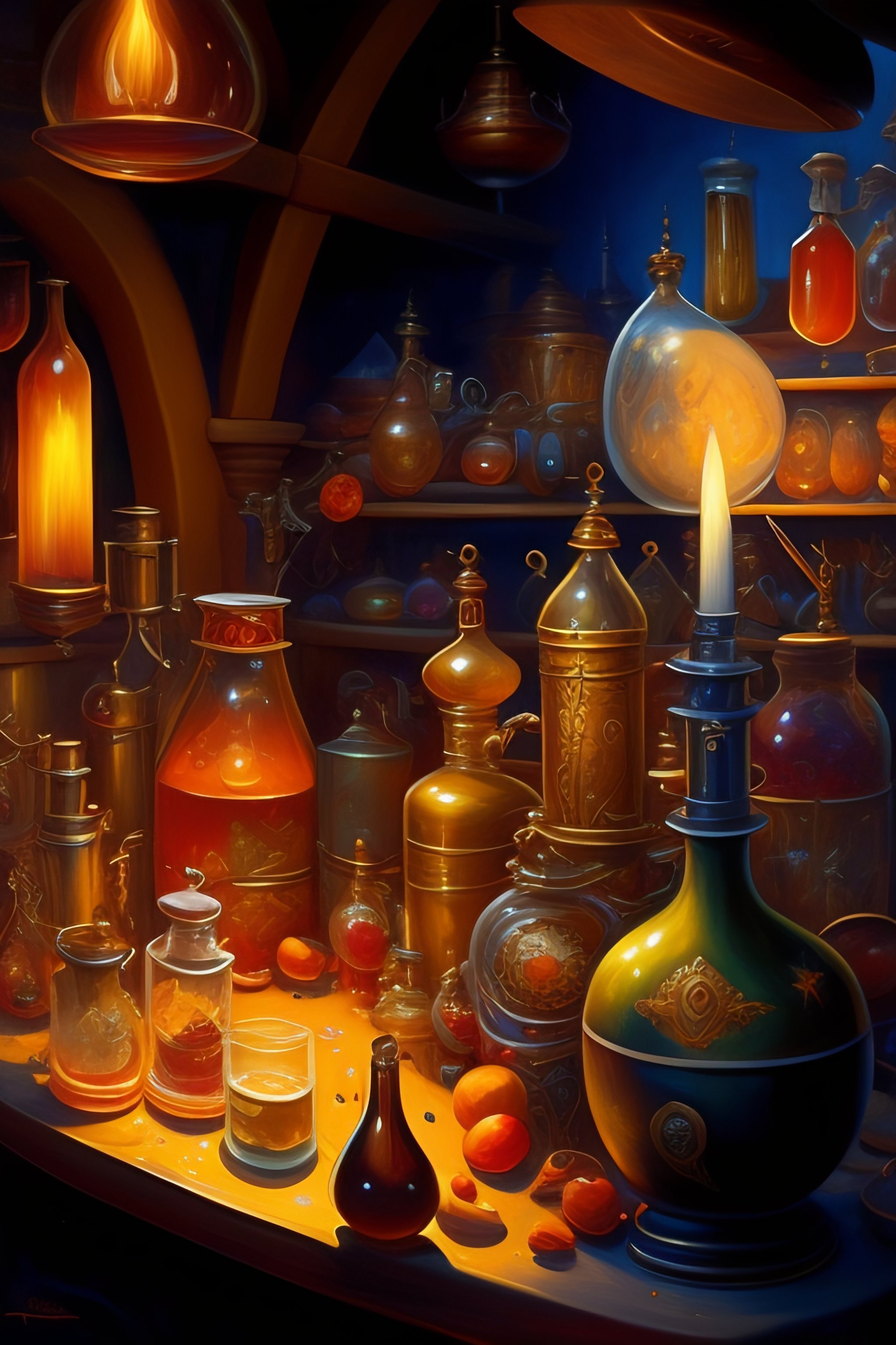 Lexica - Surreal abstract painting of a cluttered fantasy medieval ...